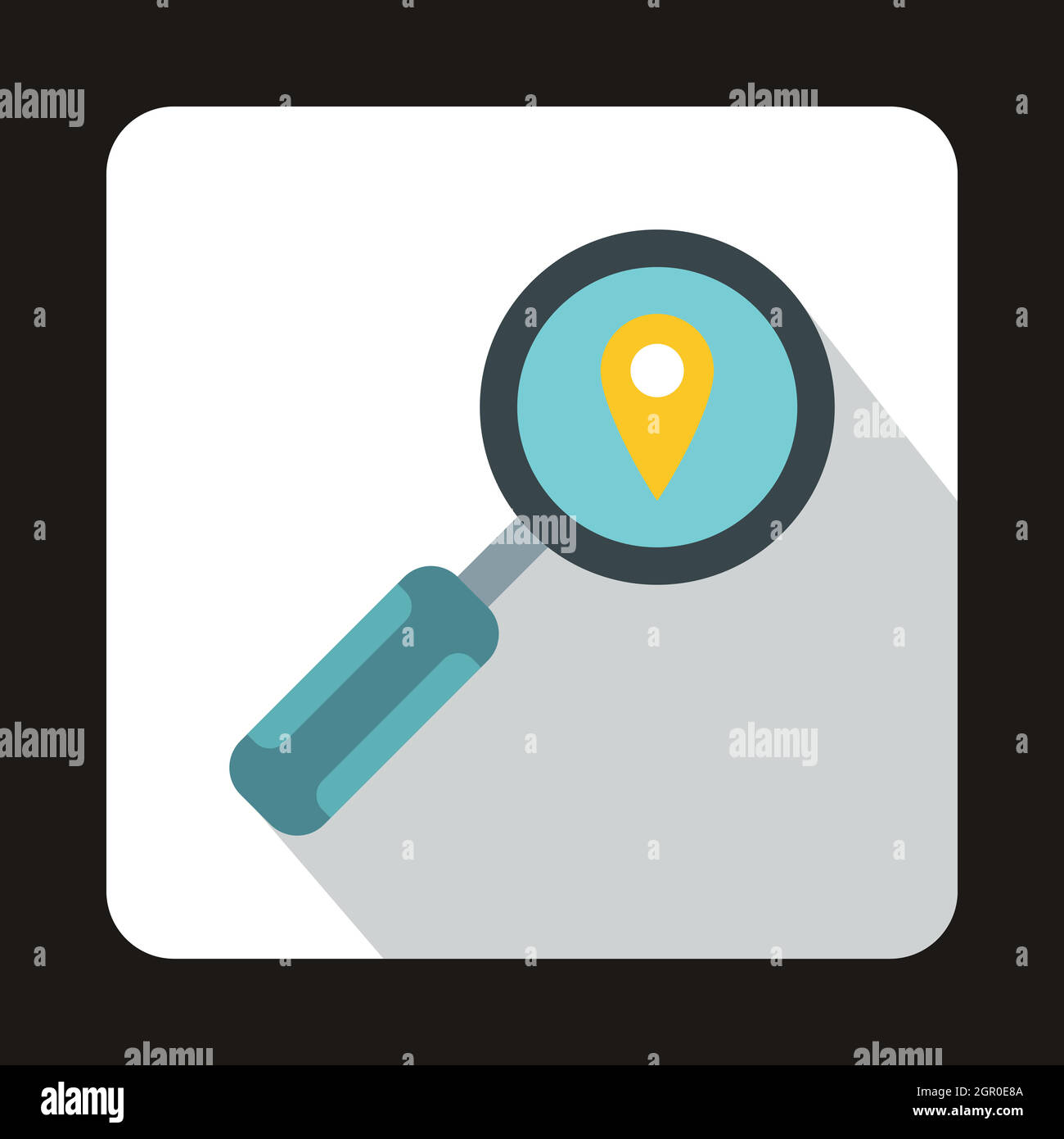 Magnifying glass and pin pointer icon, flat style Stock Vector Image ...