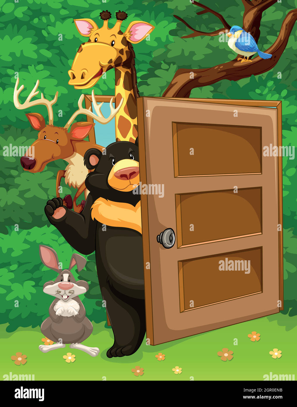 Giraffe at door Stock Vector Images - Alamy