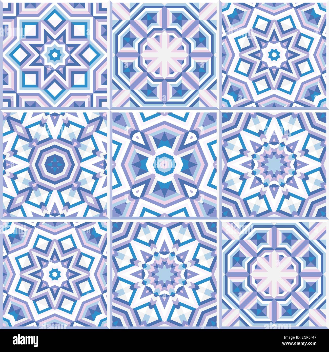 Set of 9 patterned floor tiles. Abstract geometric background. Vector ...