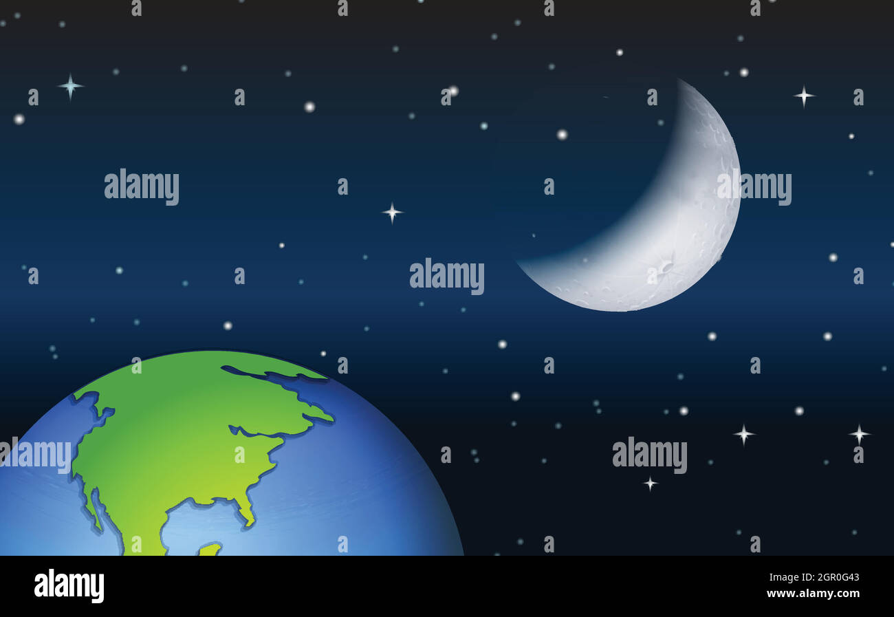 Earth and moon view Stock Vector Image & Art - Alamy