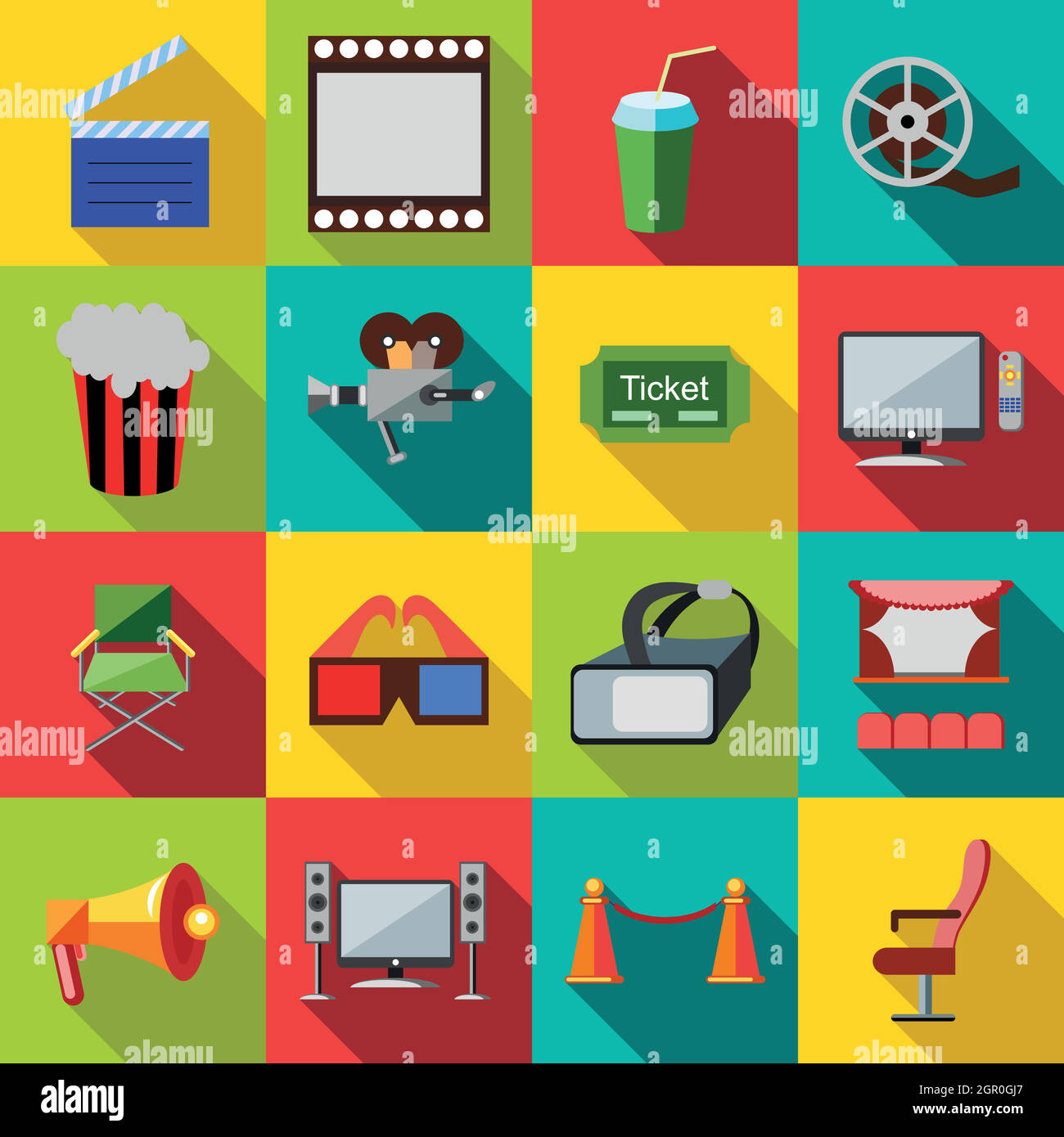 Cinema icons set, flat style Stock Vector Image & Art - Alamy