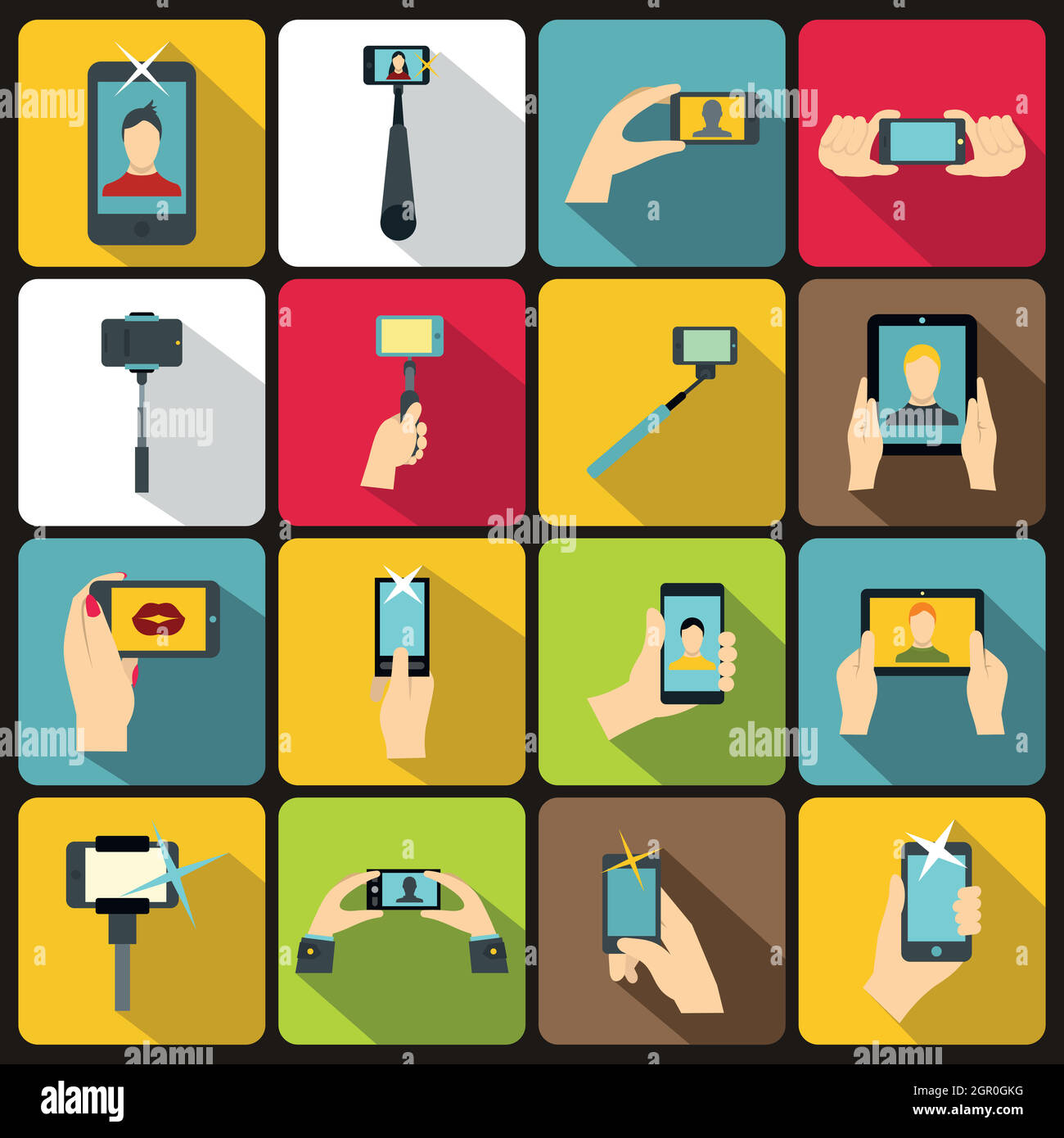 Selfie icons set, flat style Stock Vector Image & Art - Alamy