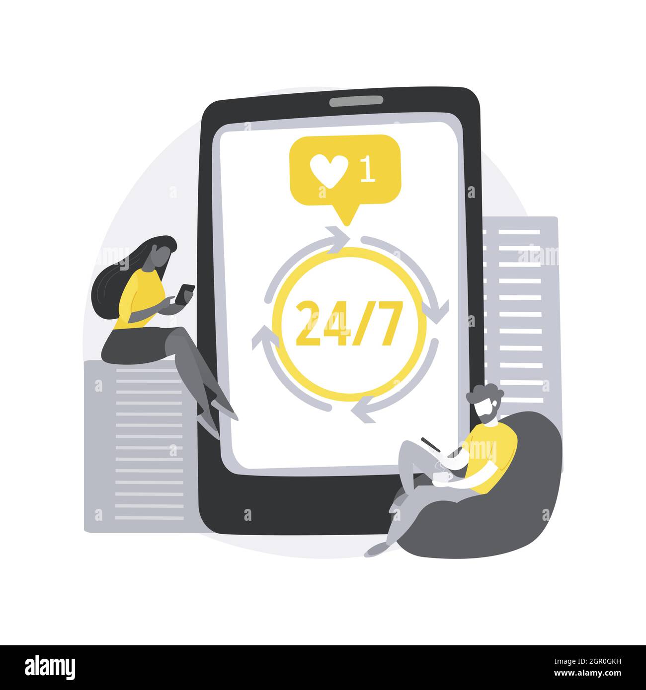 Mindlessly scrolling abstract concept vector illustration Stock Vector ...