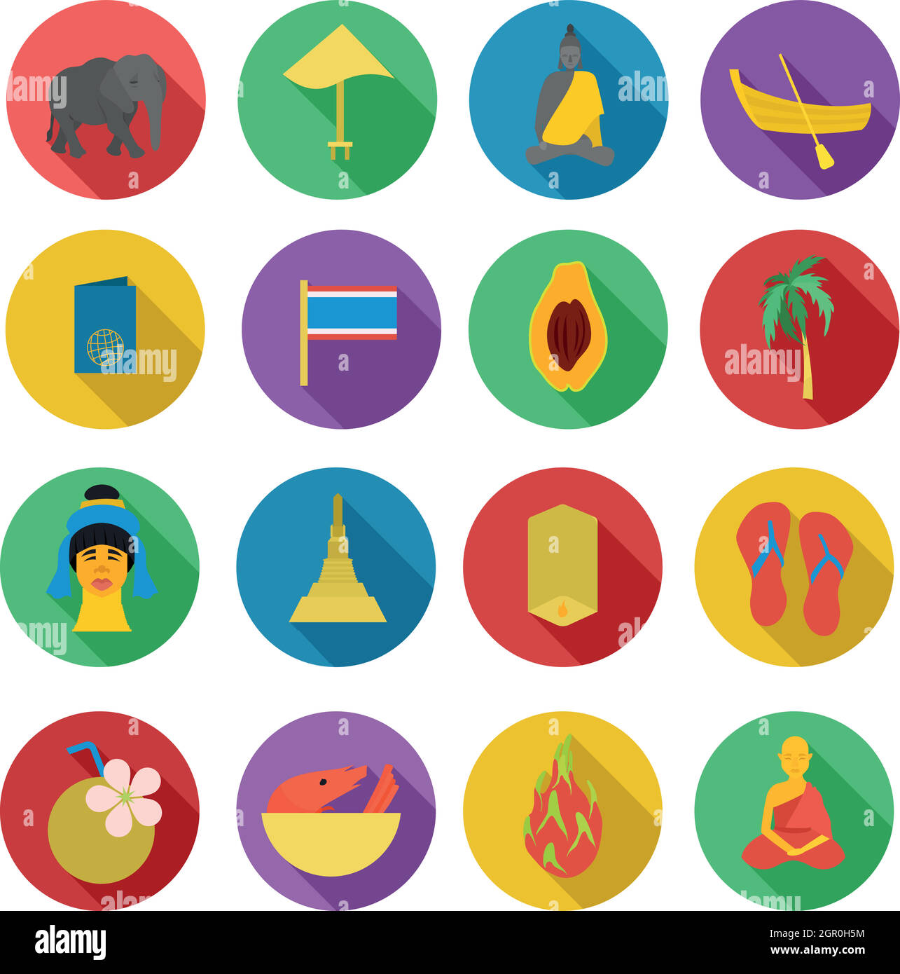 Thailand Icons Set Flat Style Stock Vector Image And Art Alamy