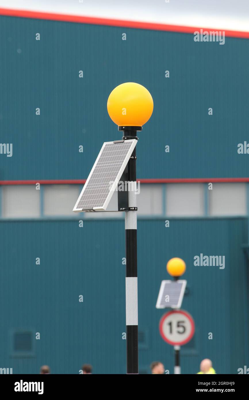 Solar Powered Belisha Beacon on industrial estate Stock Photo - Alamy