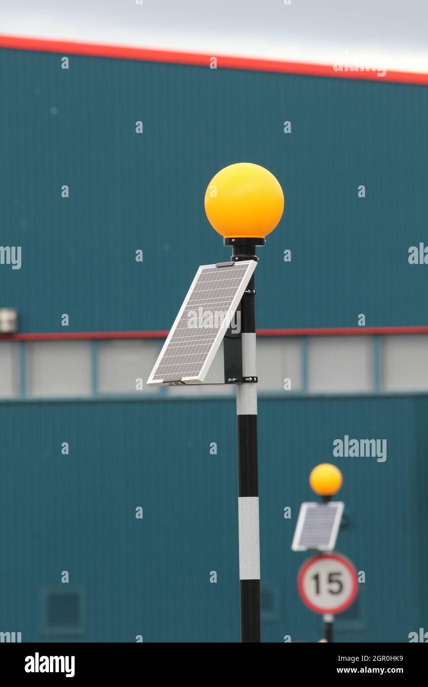 Solar Powered Belisha Beacon on industrial estate Stock Photo - Alamy