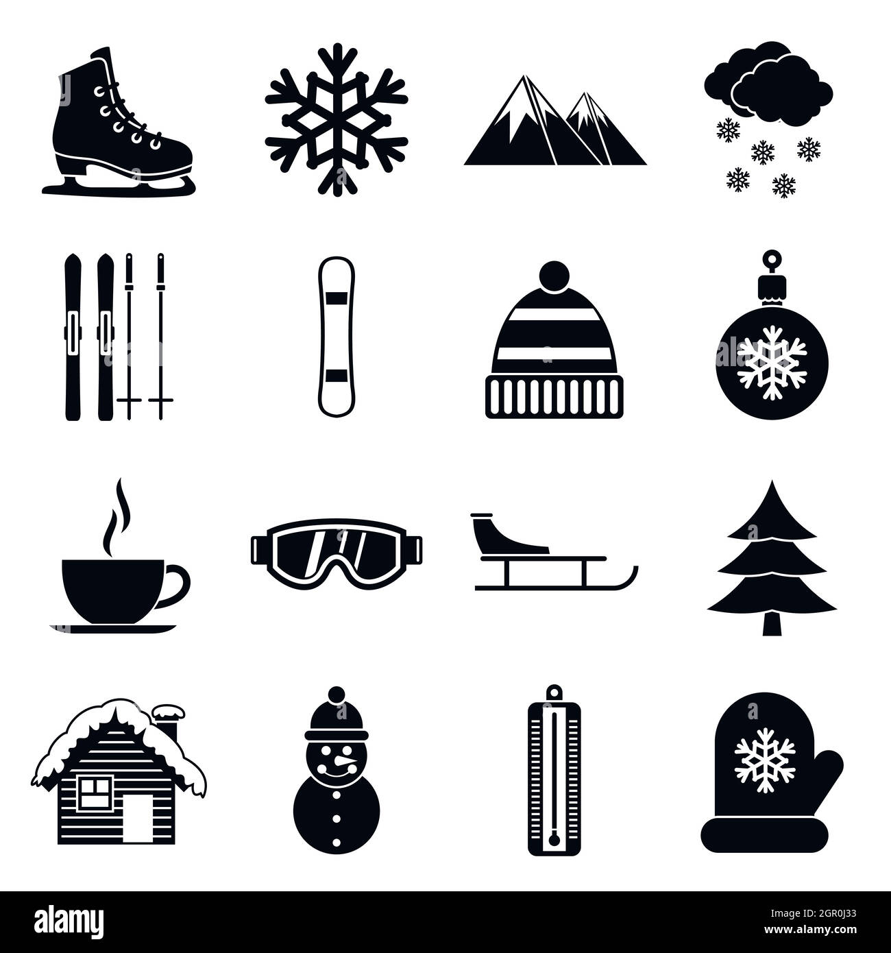 Winter black icons set Cut Out Stock Images & Pictures - Alamy