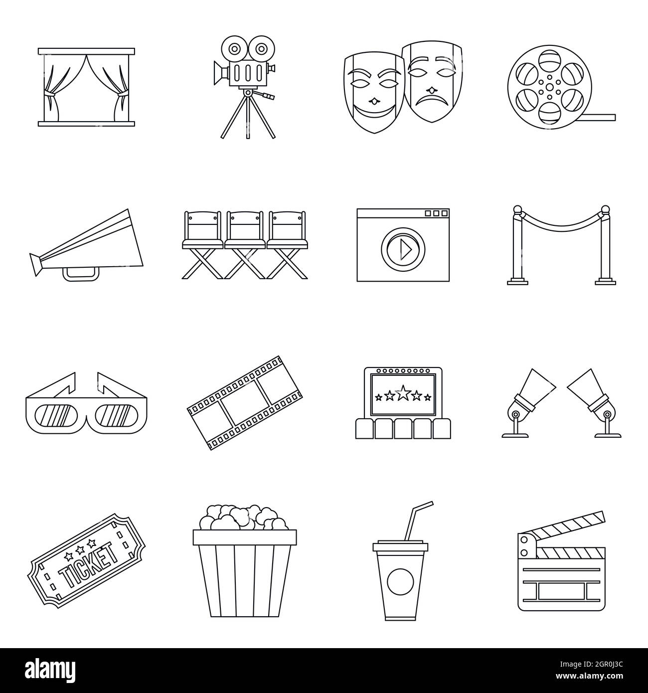 Cinema icons set, outline style Stock Vector Image & Art - Alamy