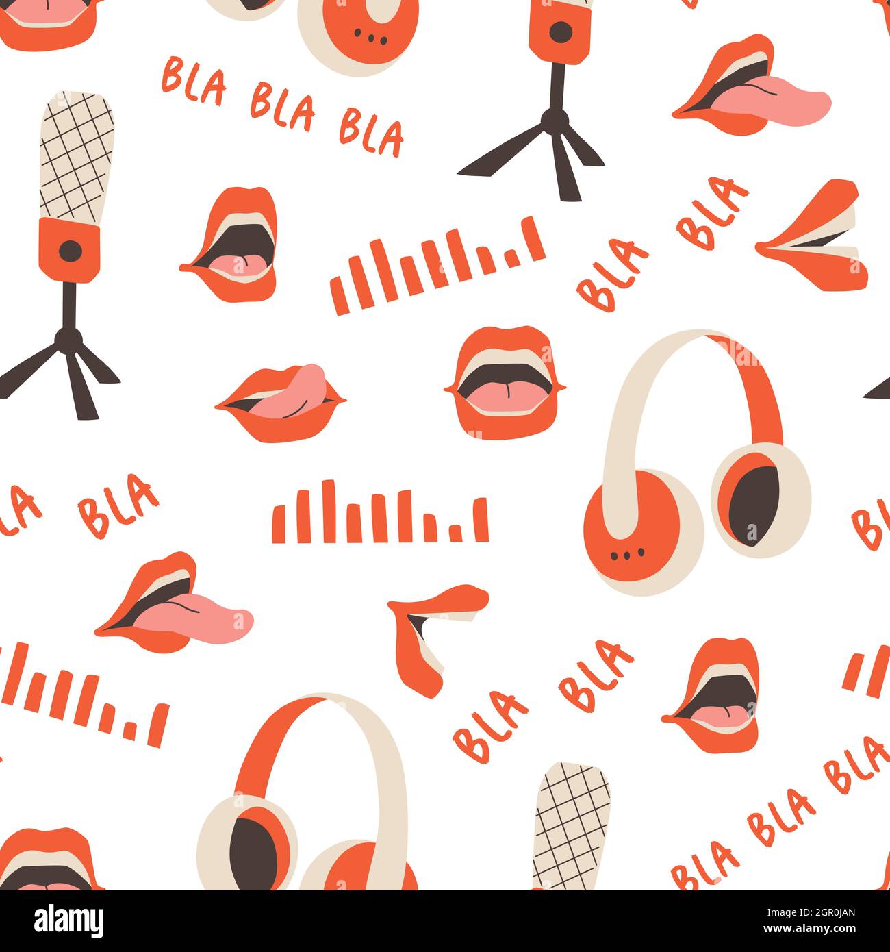 Seamless pattern for banner podcast or broadcast channel. Studio ...