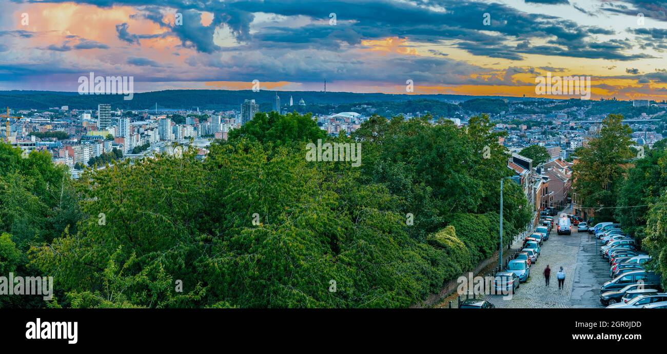 HDR Panorama with an amazing view over the Belgium city of Liege during ...