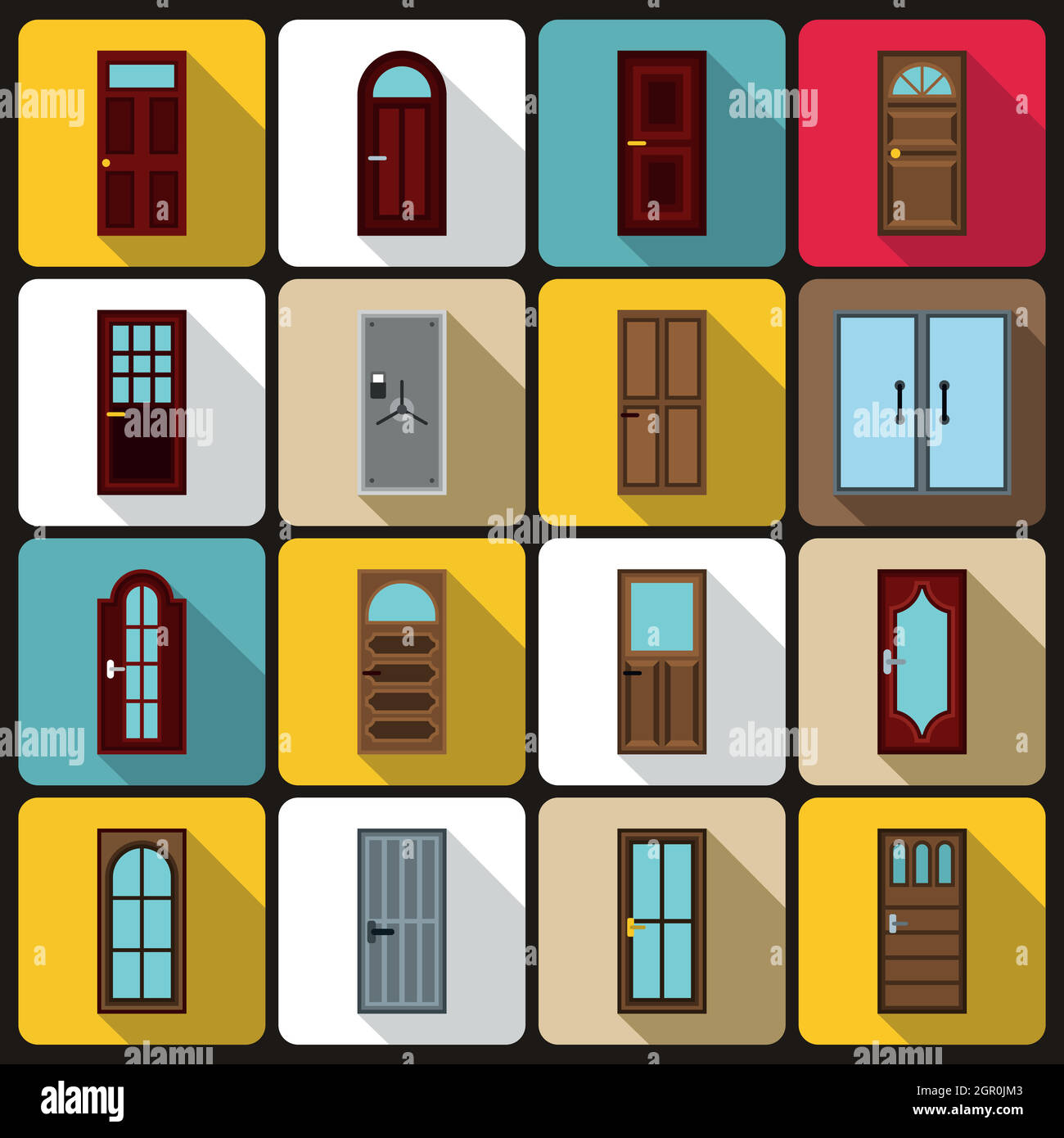 Door icons set, flat style Stock Vector Image & Art - Alamy