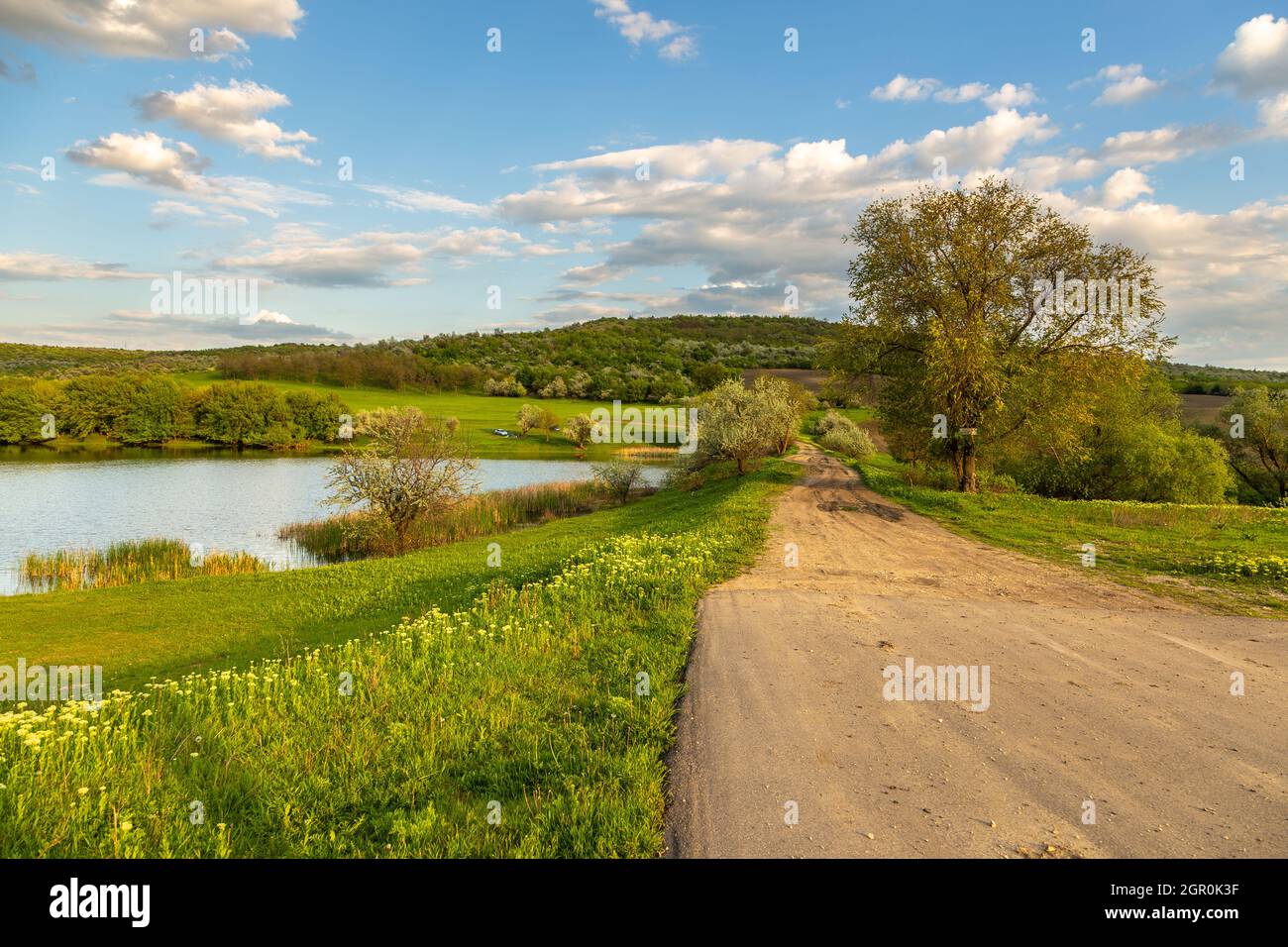 Farmlands and meadows in the Moldavian countryside. Spring season ...