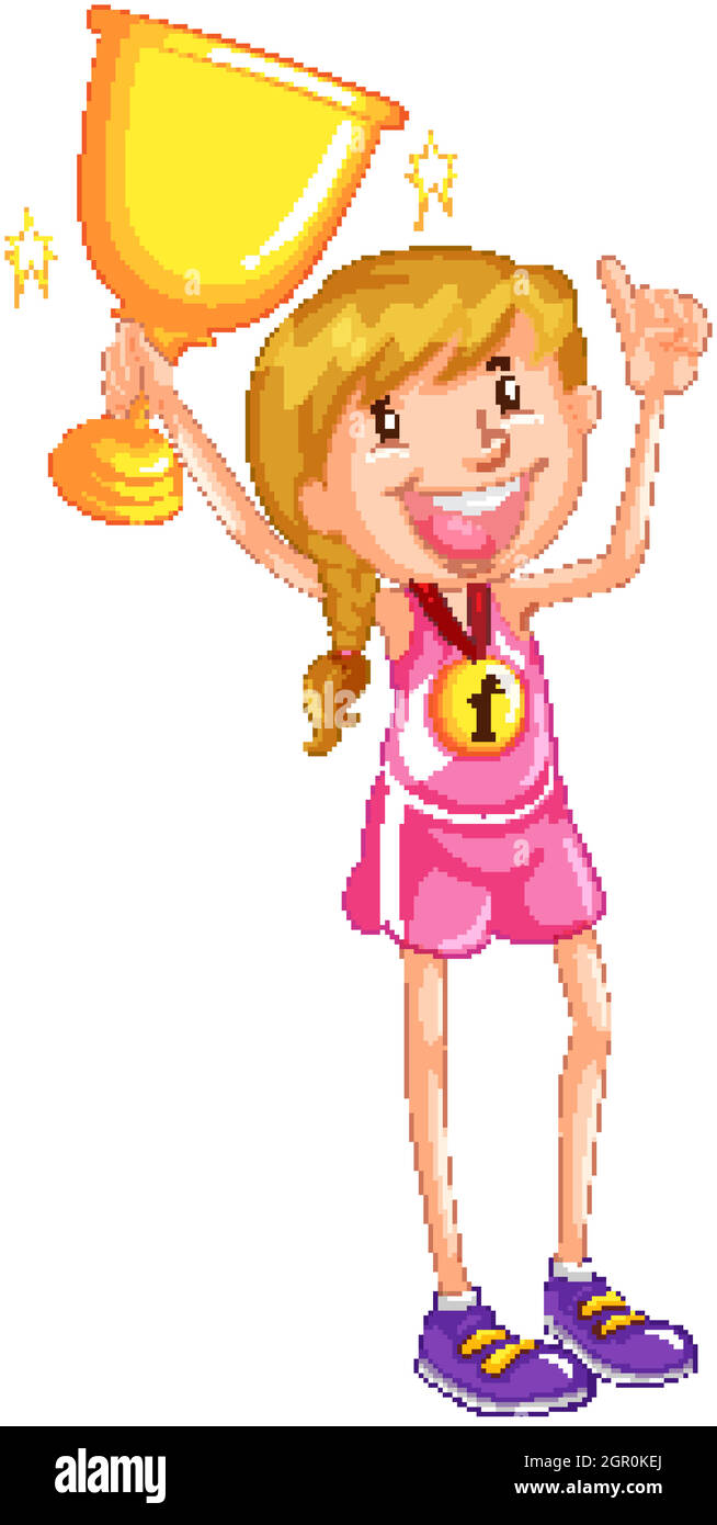 Athlete winning first prize on white background Stock Vector Image ...