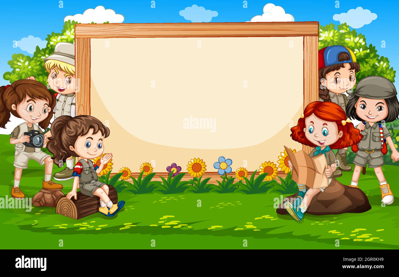 Banner template design with kids in the park Stock Vector Image & Art ...