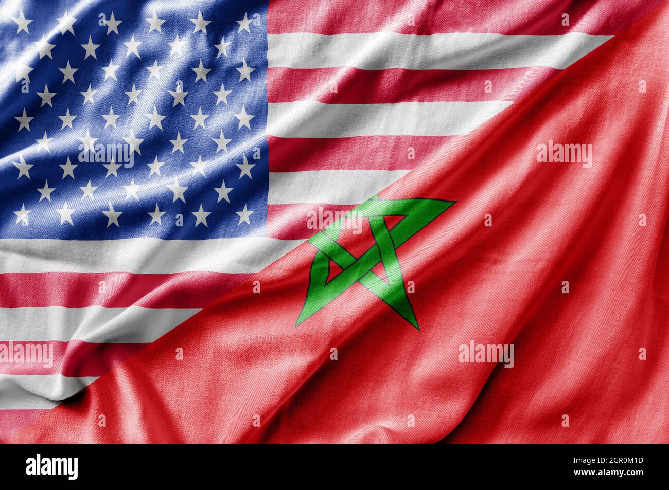 Mixed USA and Morocco flag, three dimensional render Stock Photo - Alamy
