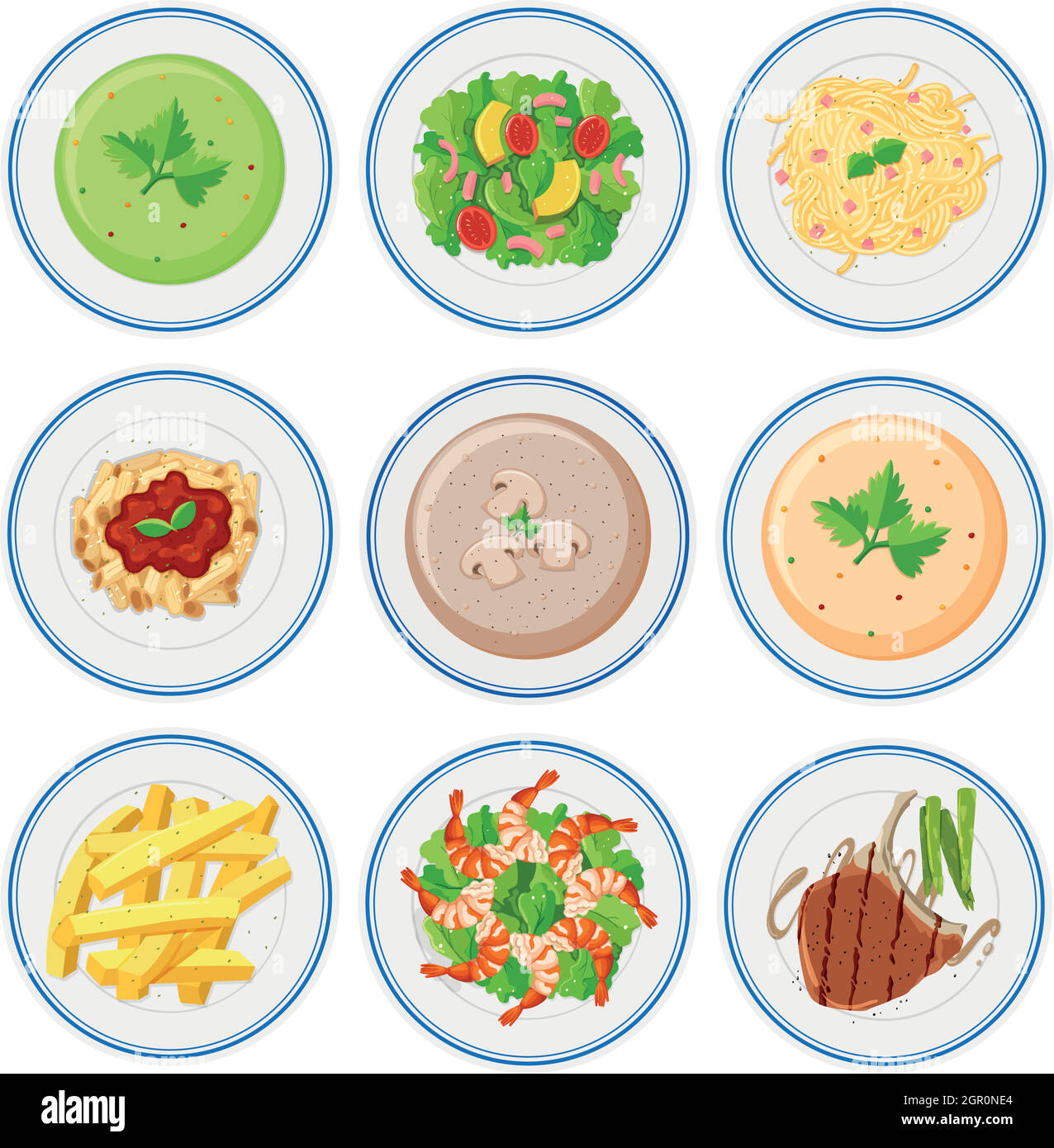 Set menu salad pasta Stock Vector Images - Alamy