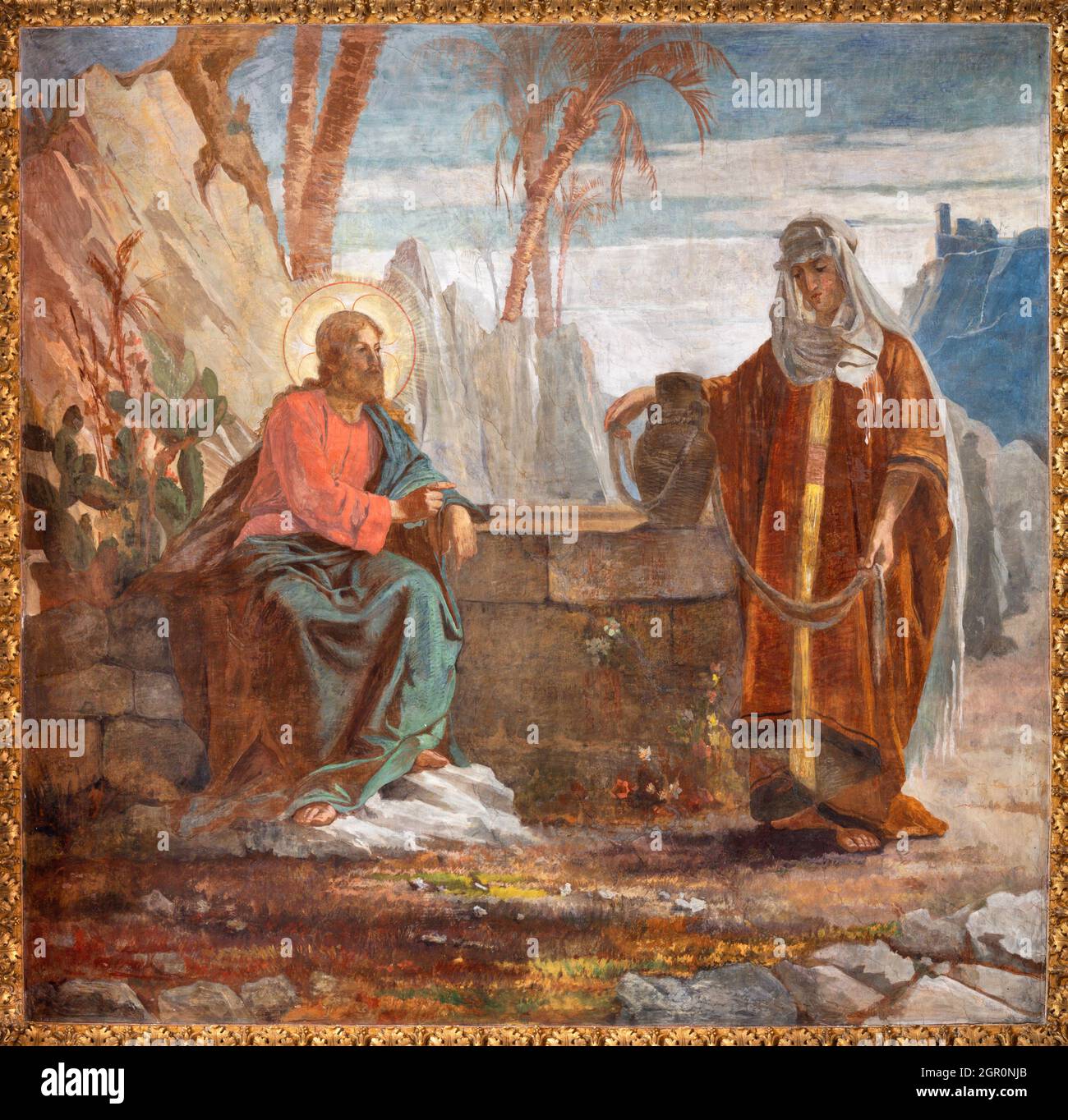 ROME, ITALY - AUGUST 31, 2021: The ceiling fresco Jesus and the ...