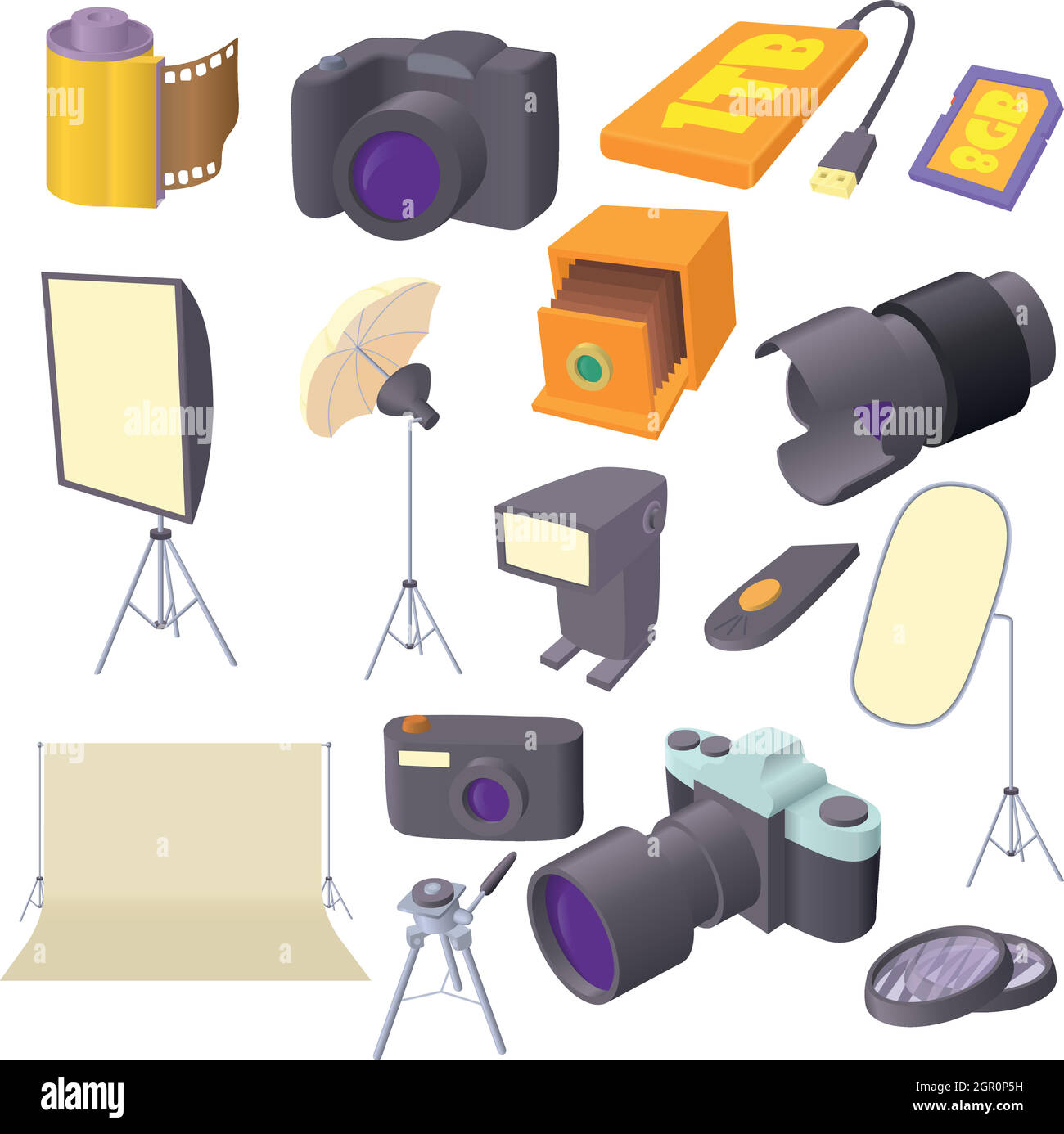 Photo studio icons set, cartoon style Stock Vector Image & Art - Alamy