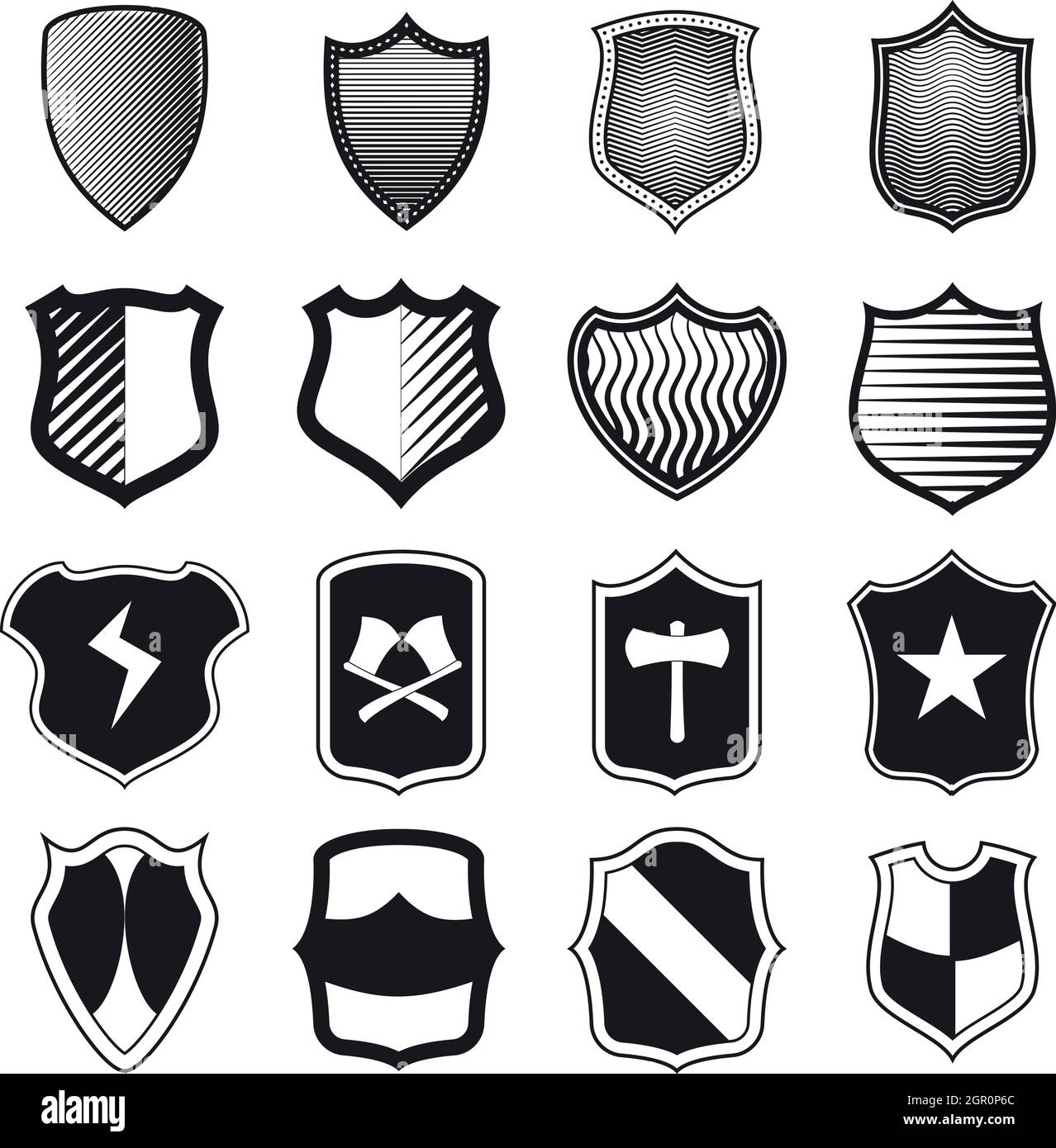 Shield Icons Set In Simple Style Stock Vector Image And Art Alamy