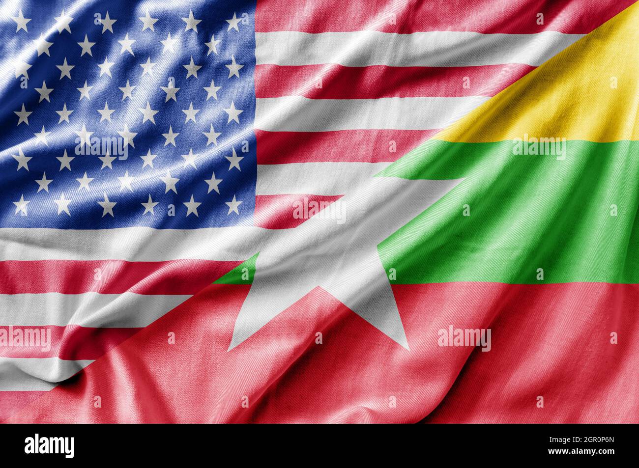 Mixed USA and Myanmar flag, three dimensional render Stock Photo - Alamy