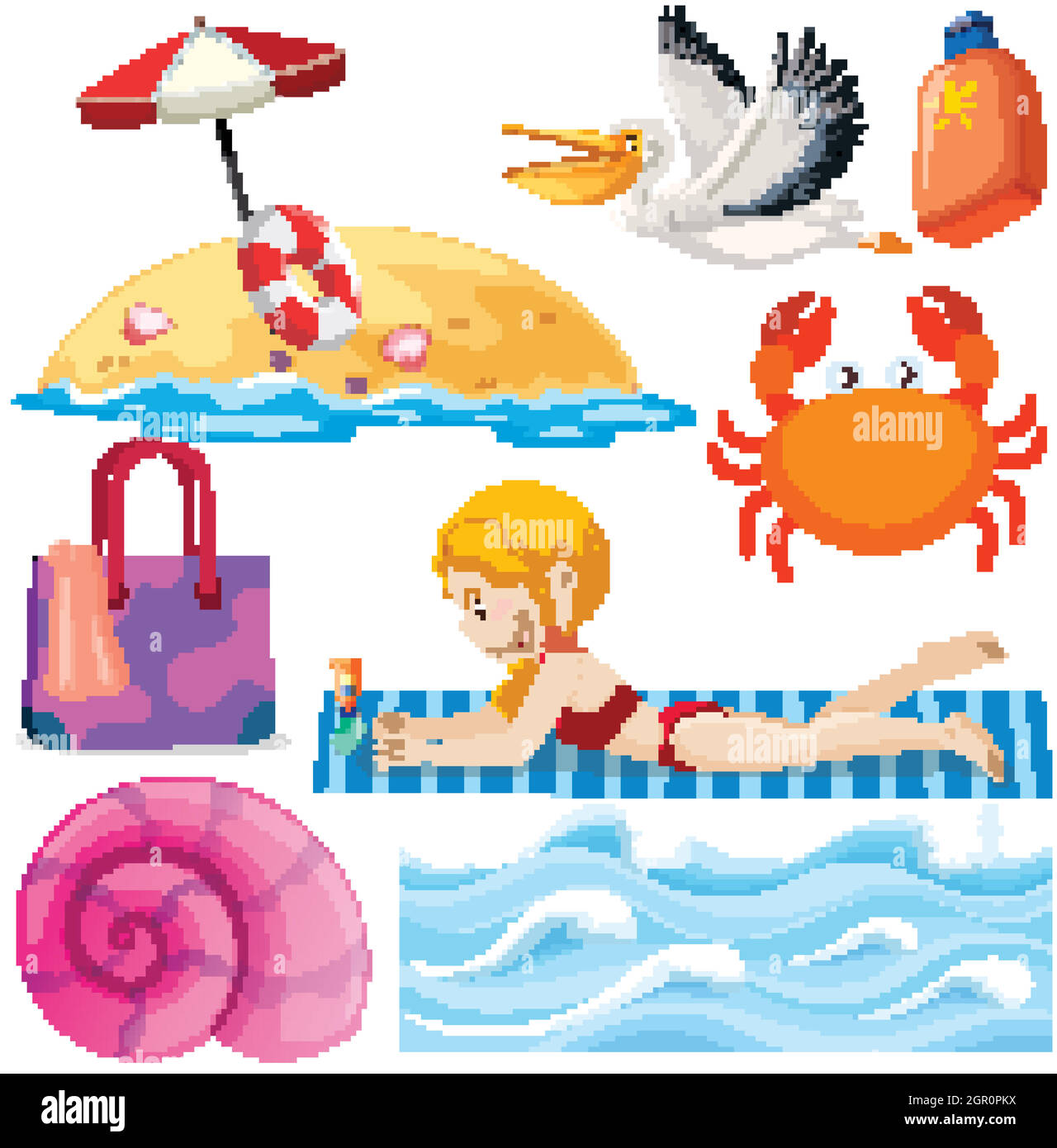 set of isolated objects theme summer holiday Stock Vector Image & Art ...