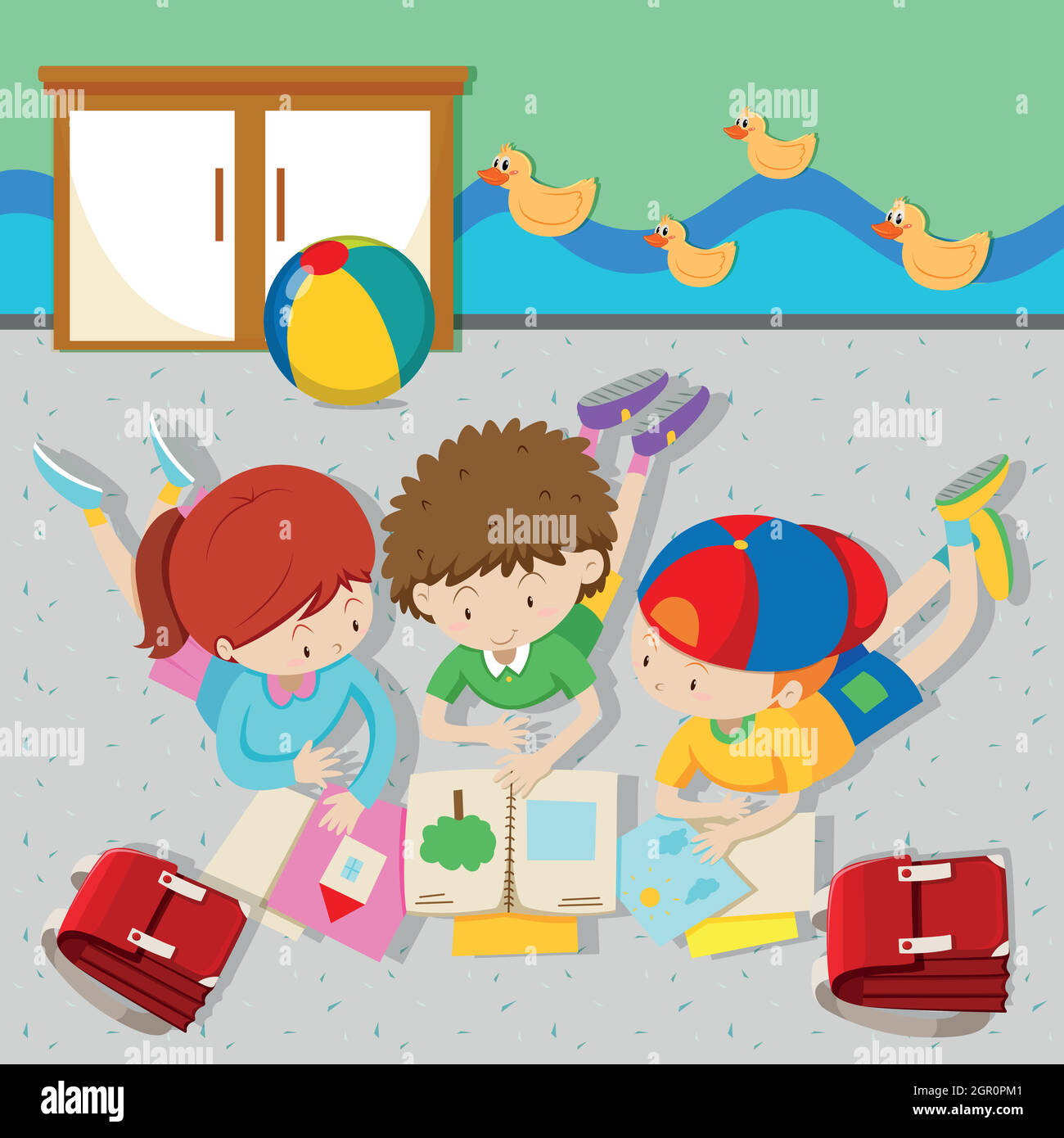 Children reading books in the classroom Stock Vector Image & Art - Alamy