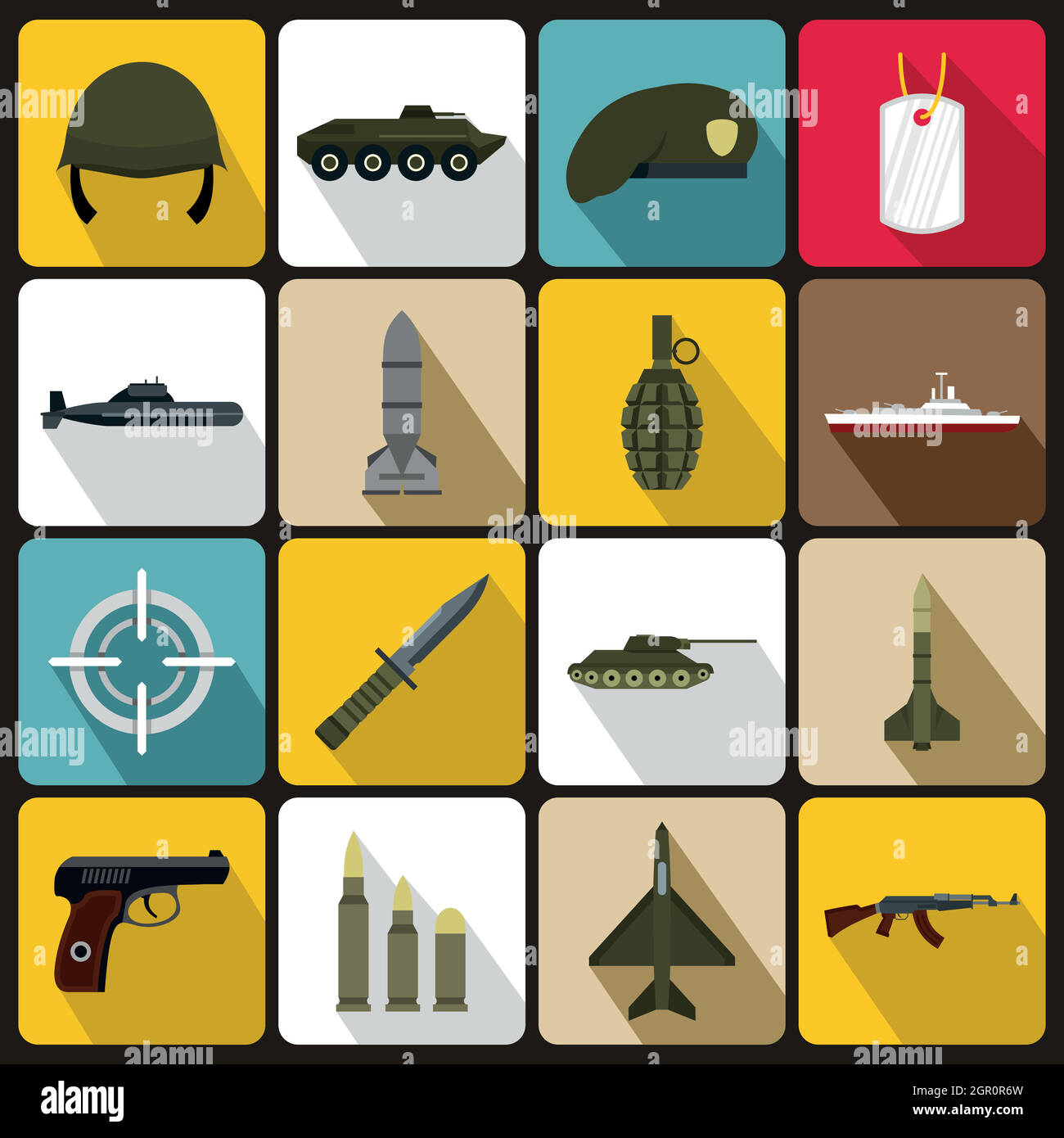Military icons set, flat style Stock Vector Image & Art - Alamy