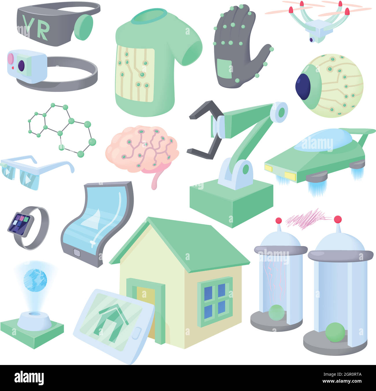 Technology icons set, cartoon style Stock Vector Image & Art - Alamy