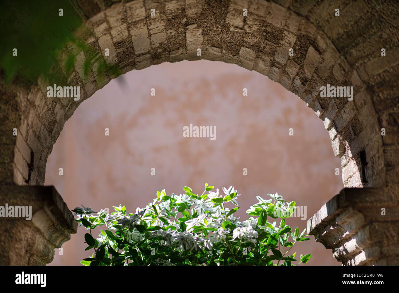 ancient arch decorated with flowers in an Italian village Stock Photo ...