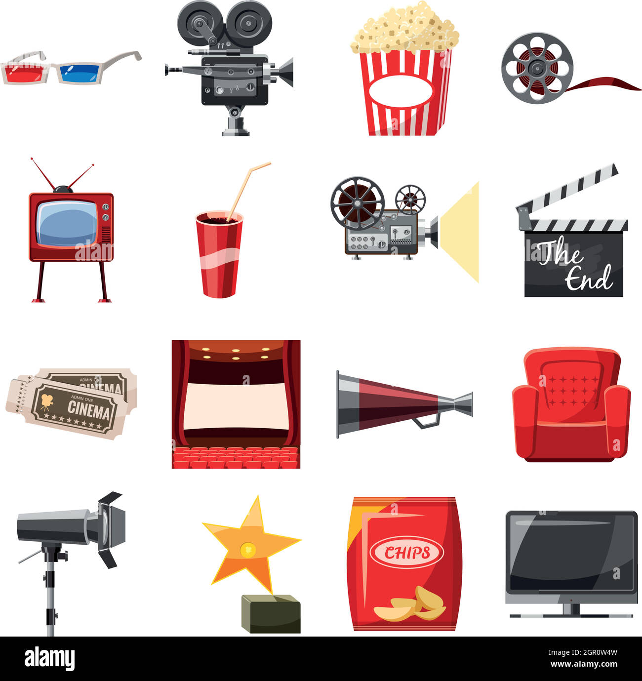 Cinema icons set in cartoon style Stock Vector Image & Art - Alamy
