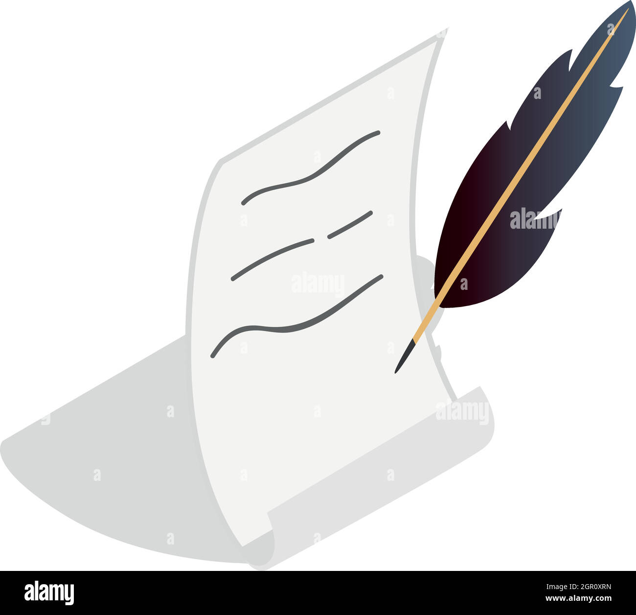 Feather and scroll icon, isometric 3d style Stock Vector Image & Art ...