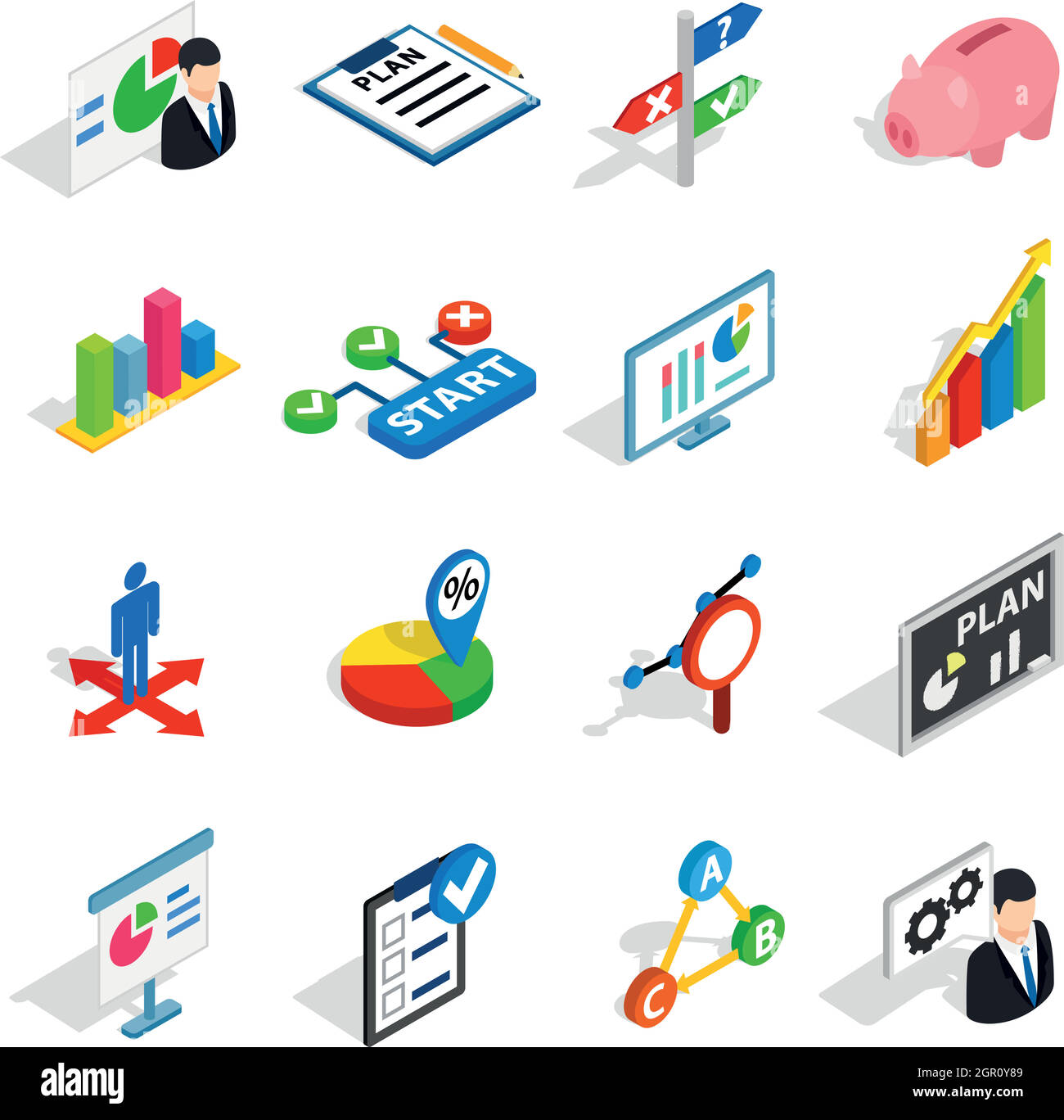 Isometric chart icon up Cut Out Stock Images & Pictures - Alamy