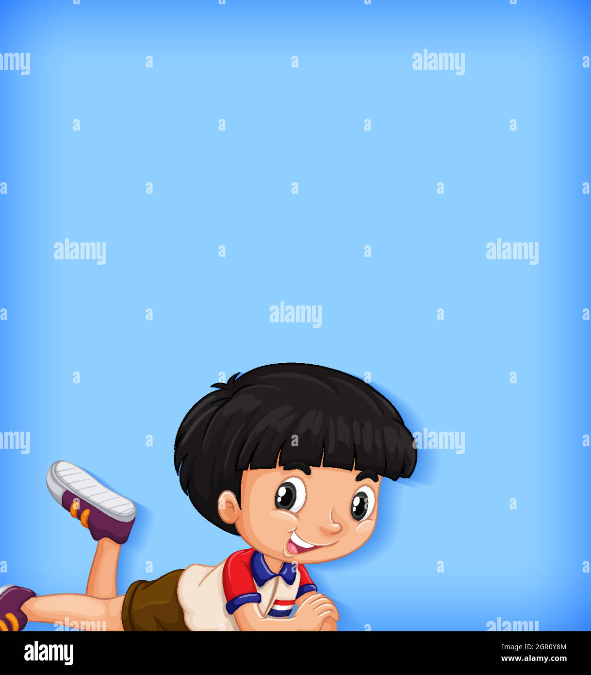 Background template design with plain color wall and happy boy Stock ...