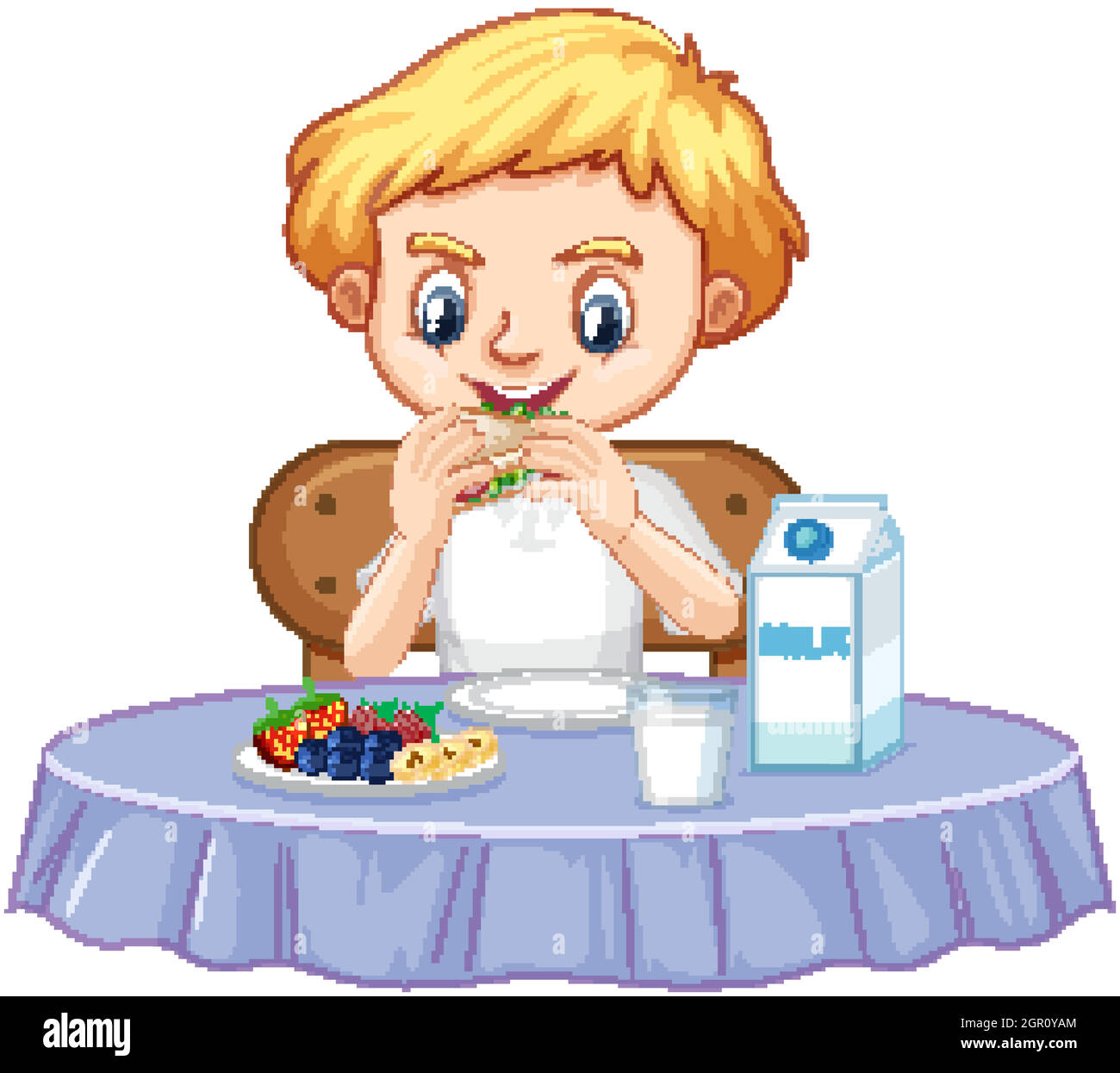 Boy breakfast cartoon illustration hi-res stock photography and images ...