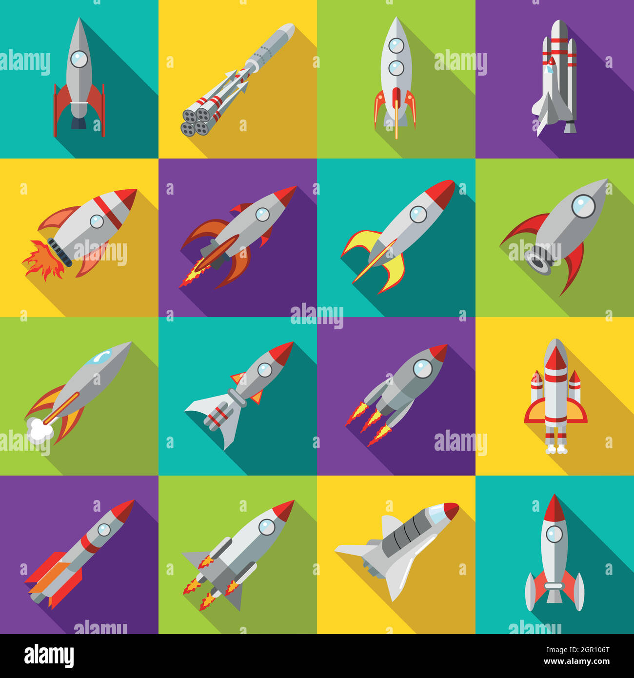 Space rocket icons set, flat style Stock Vector Image & Art - Alamy