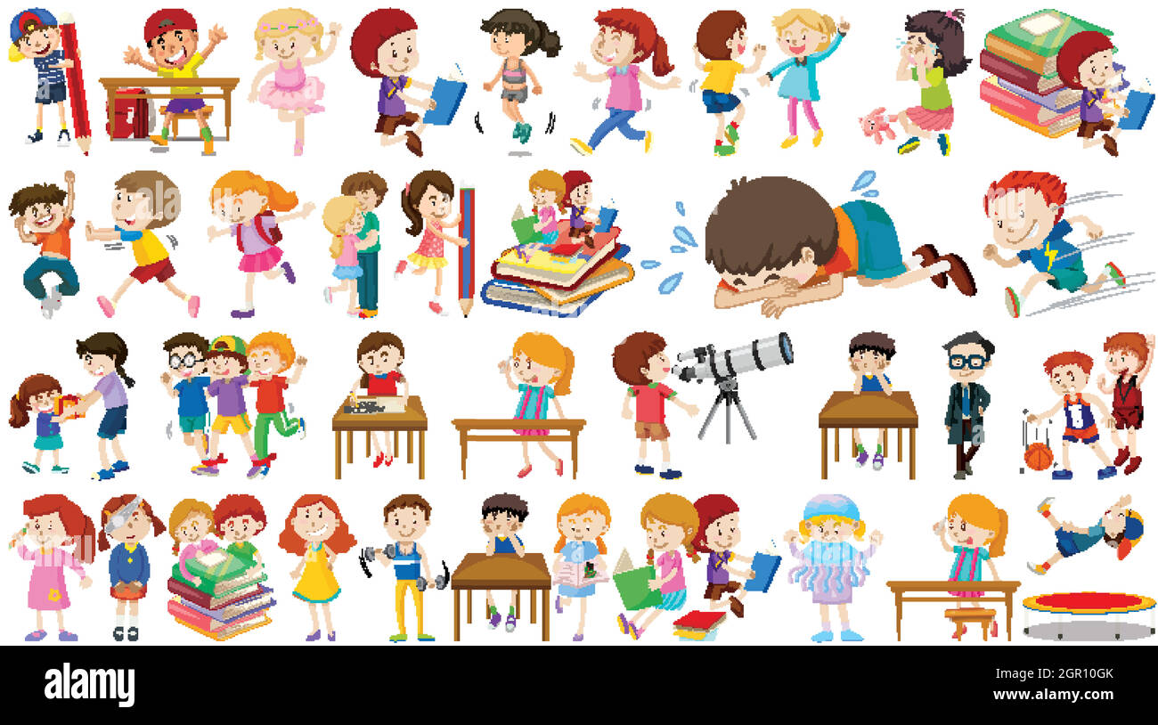Set of cute kids cartoon character Stock Vector Image & Art - Alamy