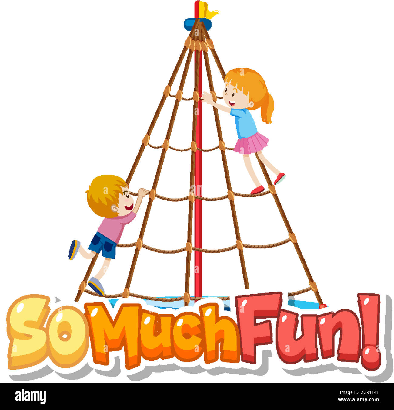 Font design for phrase so much fun with kids playing Stock Vector Image ...