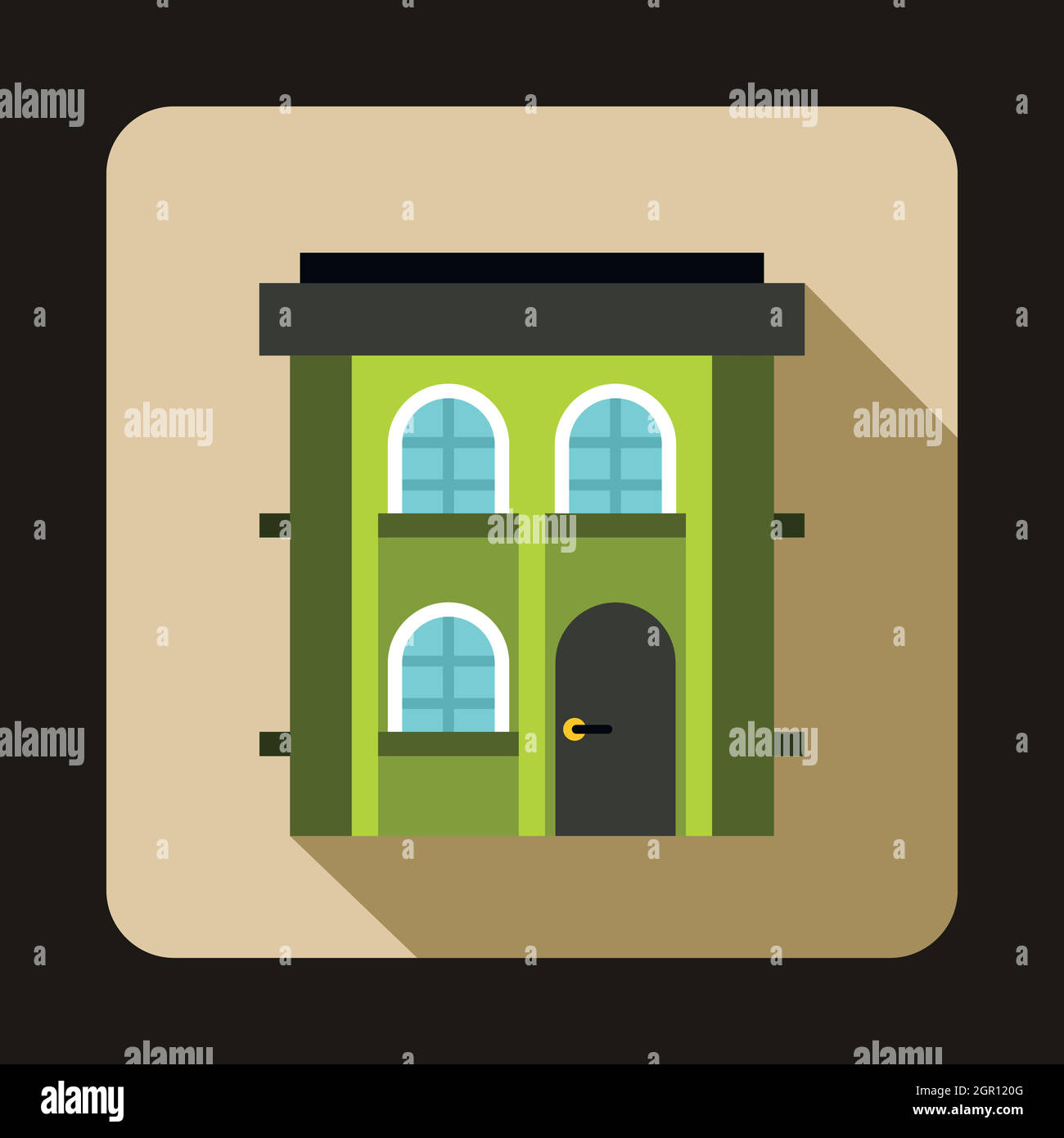 Green two storey house icon, flat style Stock Vector Image & Art - Alamy