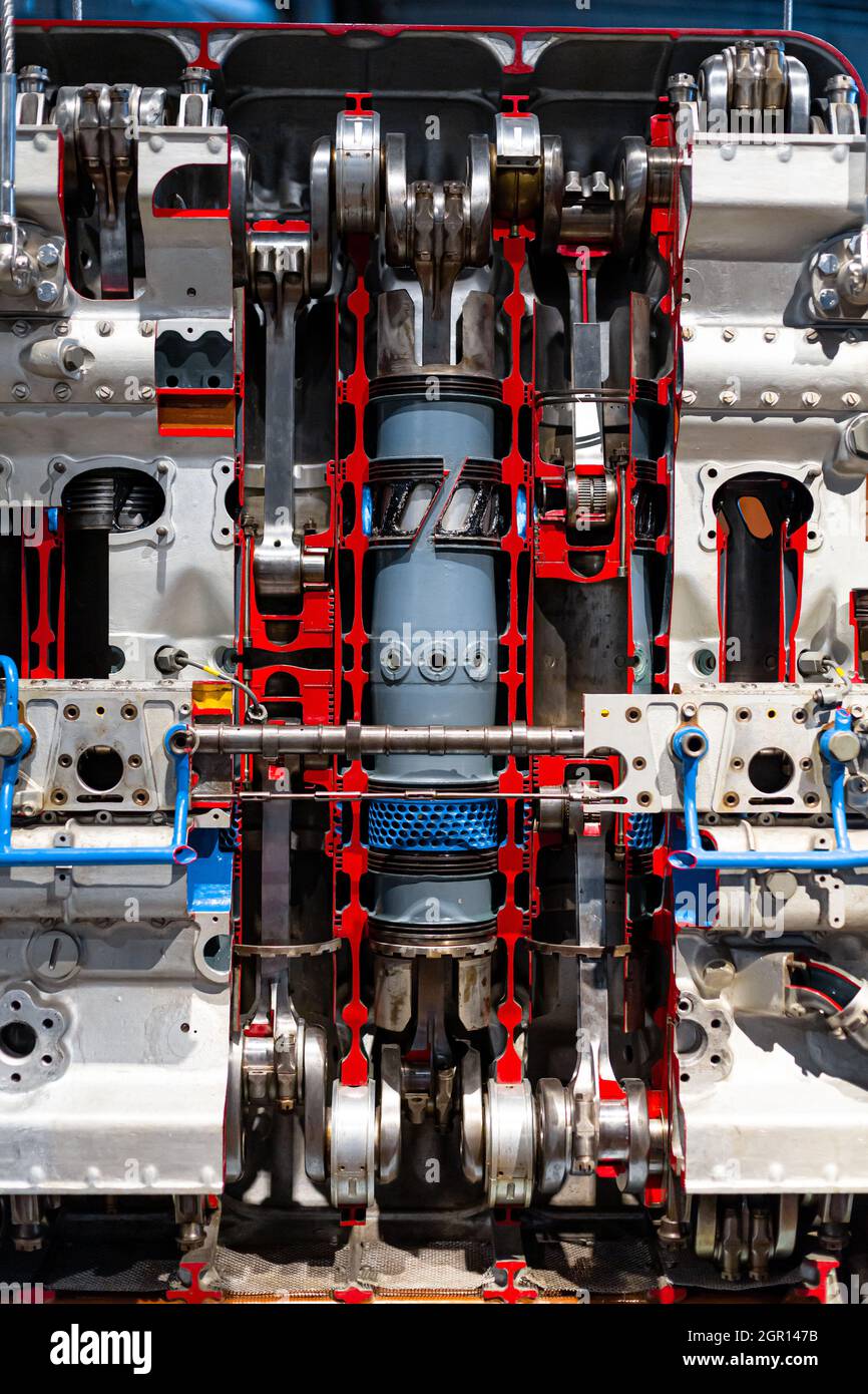 Disassembled airplane engine mechanism device close up Stock Photo - Alamy