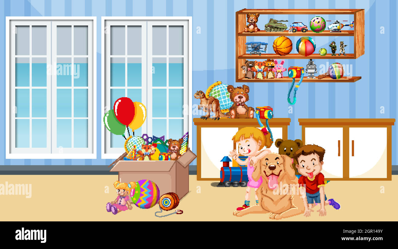 Scene with boy and girl playing in the room Stock Vector Image & Art ...