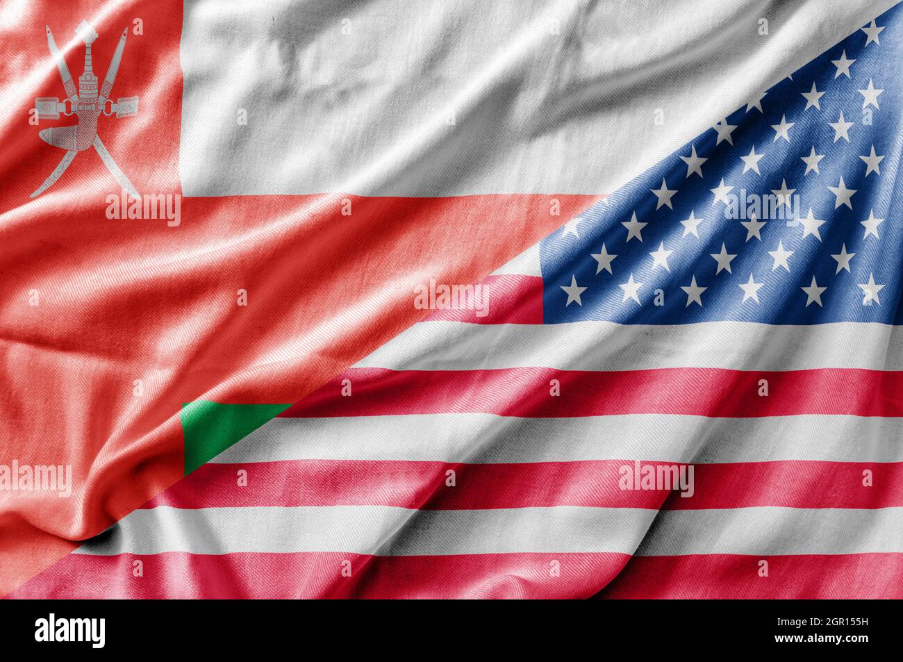 Mixed USA and Oman flag, three dimensional render Stock Photo - Alamy