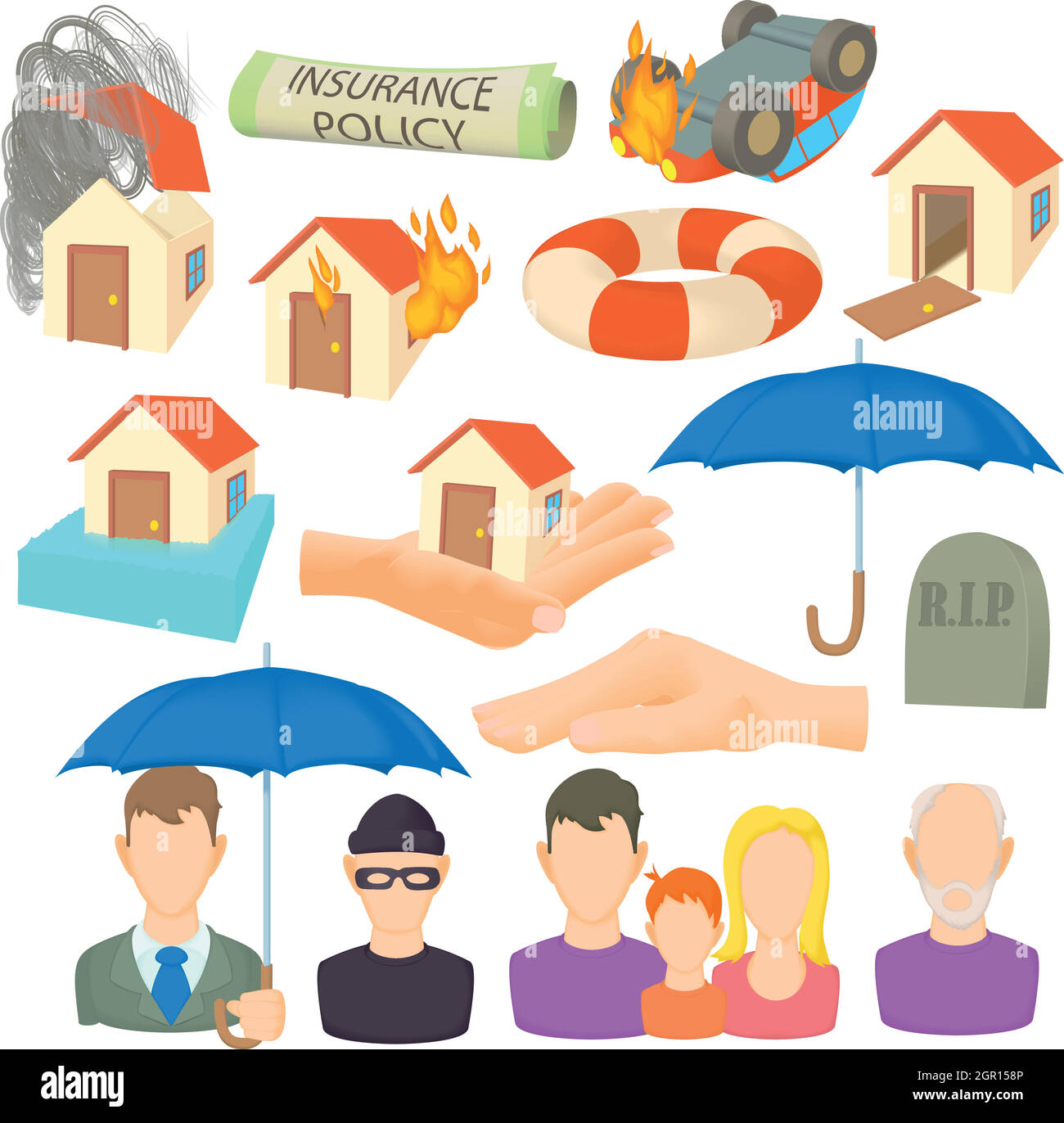 Insurance icons set, cartoon style Stock Vector Image & Art - Alamy