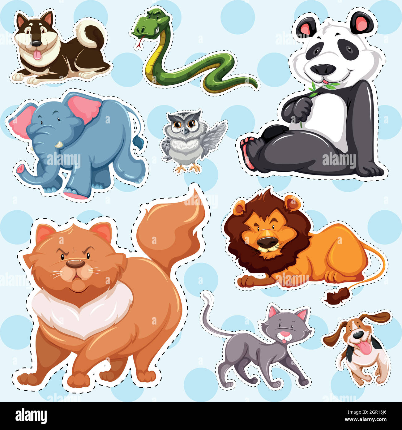 Sticker set of wild animals on blue background Stock Vector Image & Art ...