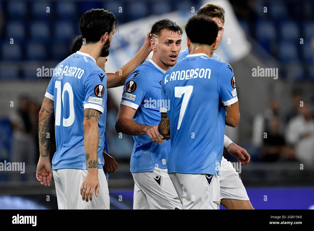 Rome, Italy. 30th Sep, 2021. Patric Gil of SS Lazio celebrates with ...