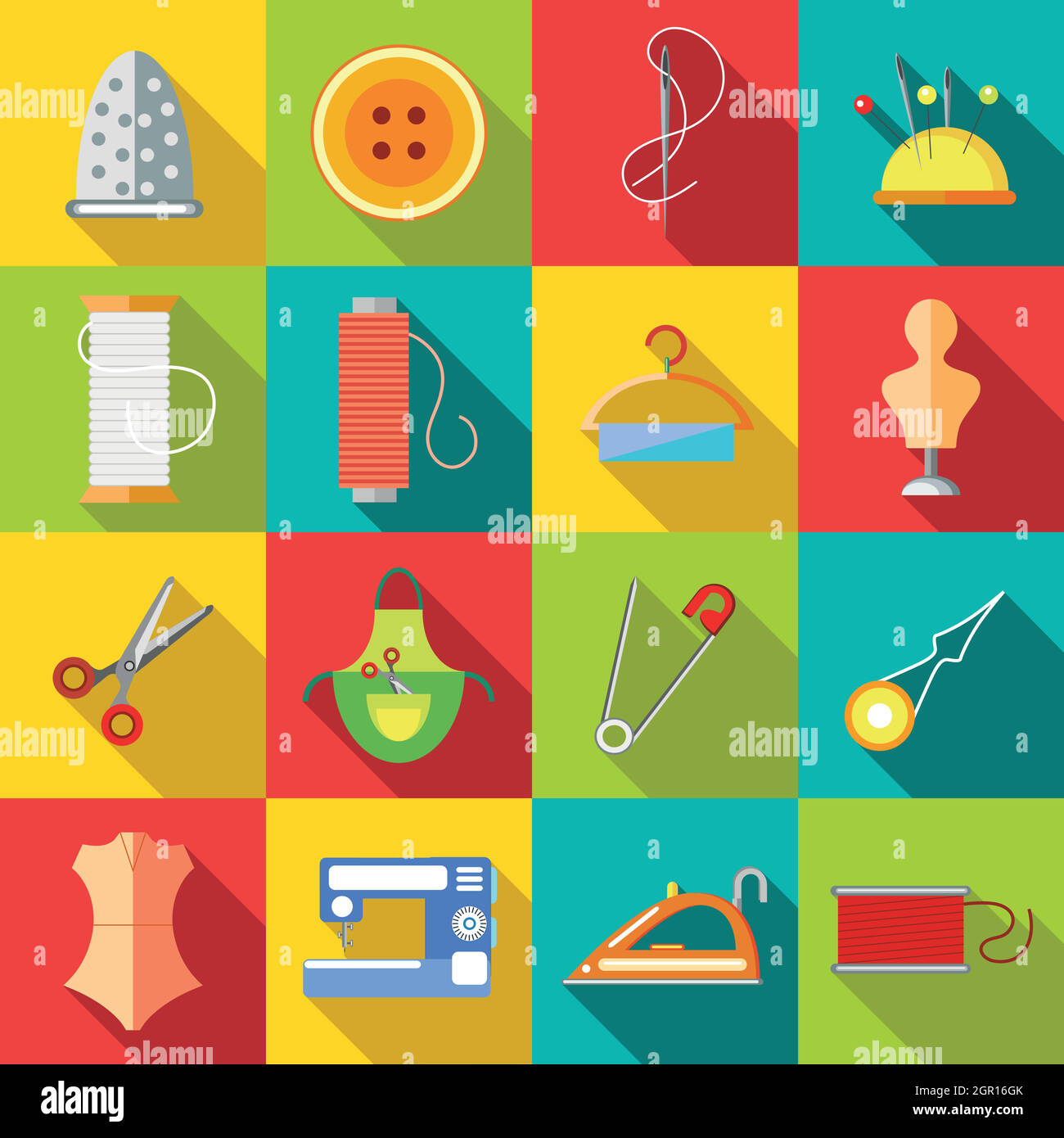 Sewing icons set, flat style Stock Vector Image & Art - Alamy