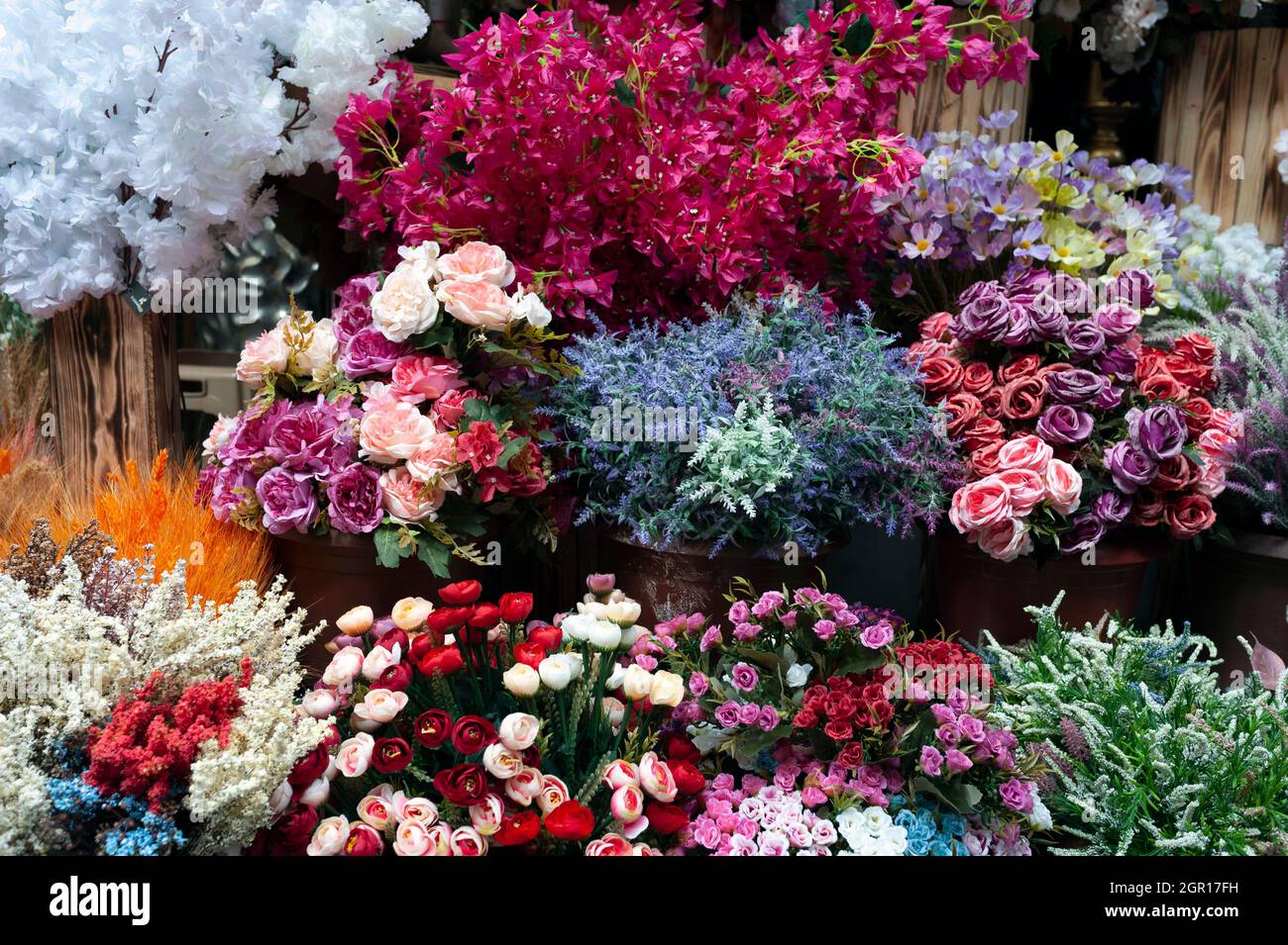 Colorful lined flowers Stock Photo - Alamy
