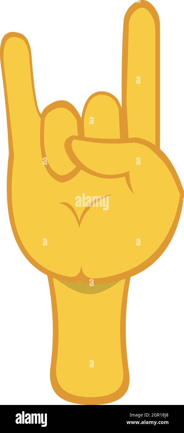 Vector illustration of a yellow cartoon hand, making a horns gesture ...