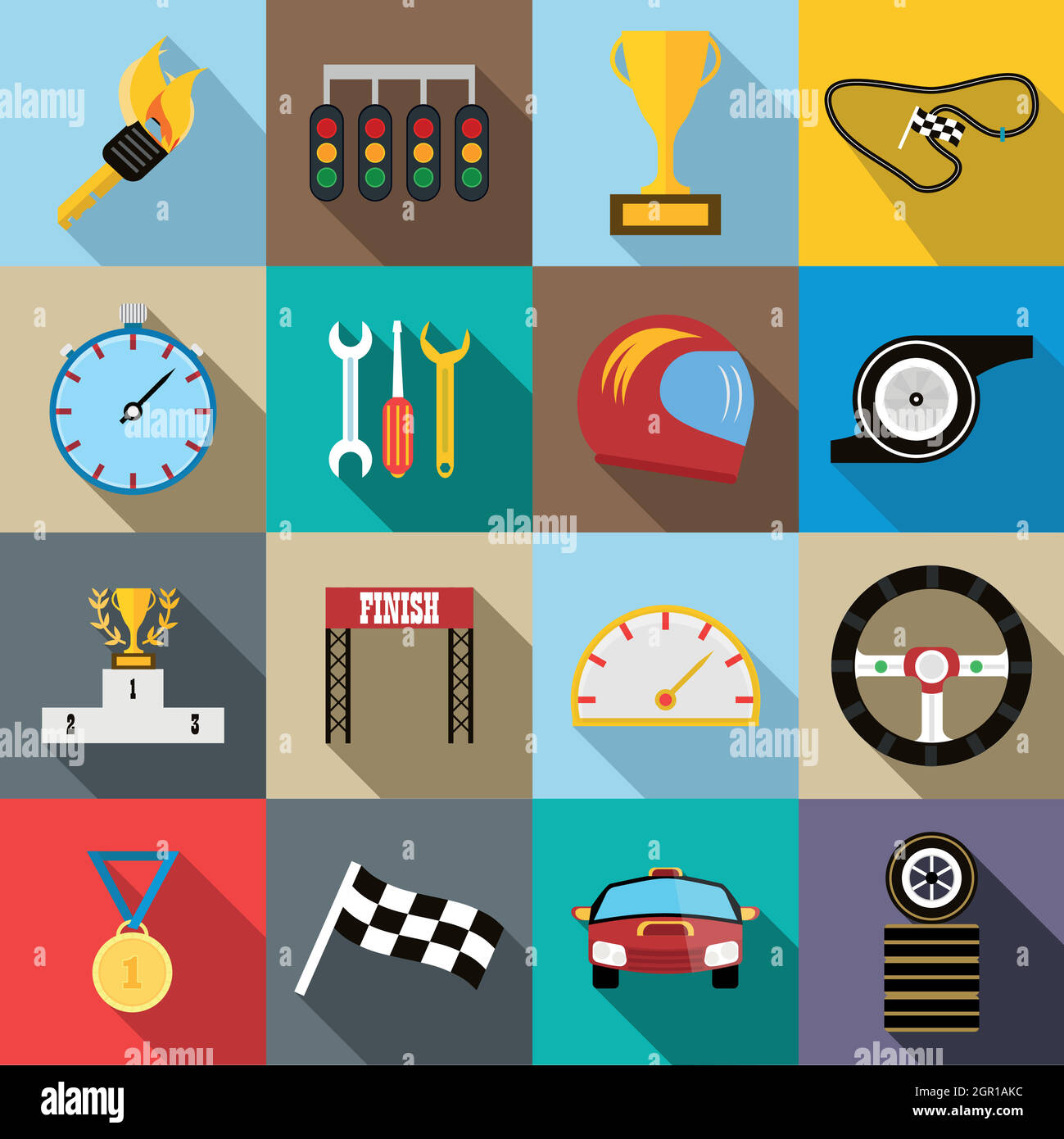 Race icons set, flat style Stock Vector Image & Art - Alamy