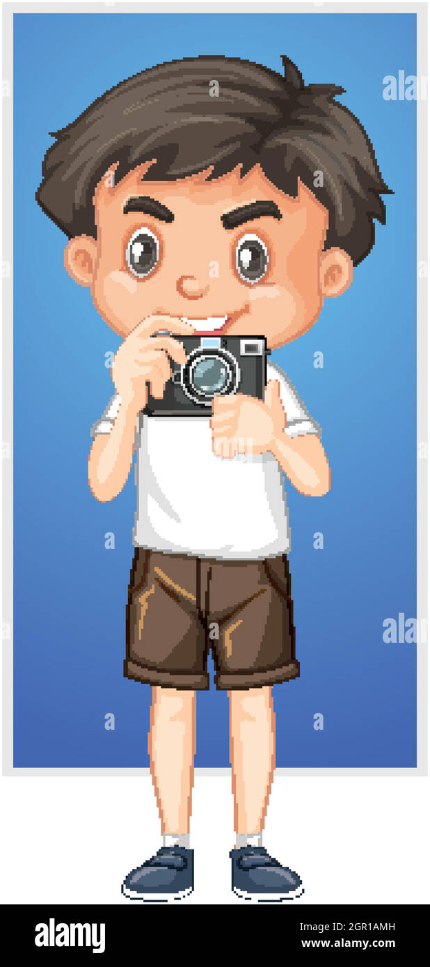 Happy boy with digital camera Stock Vector Image & Art - Alamy