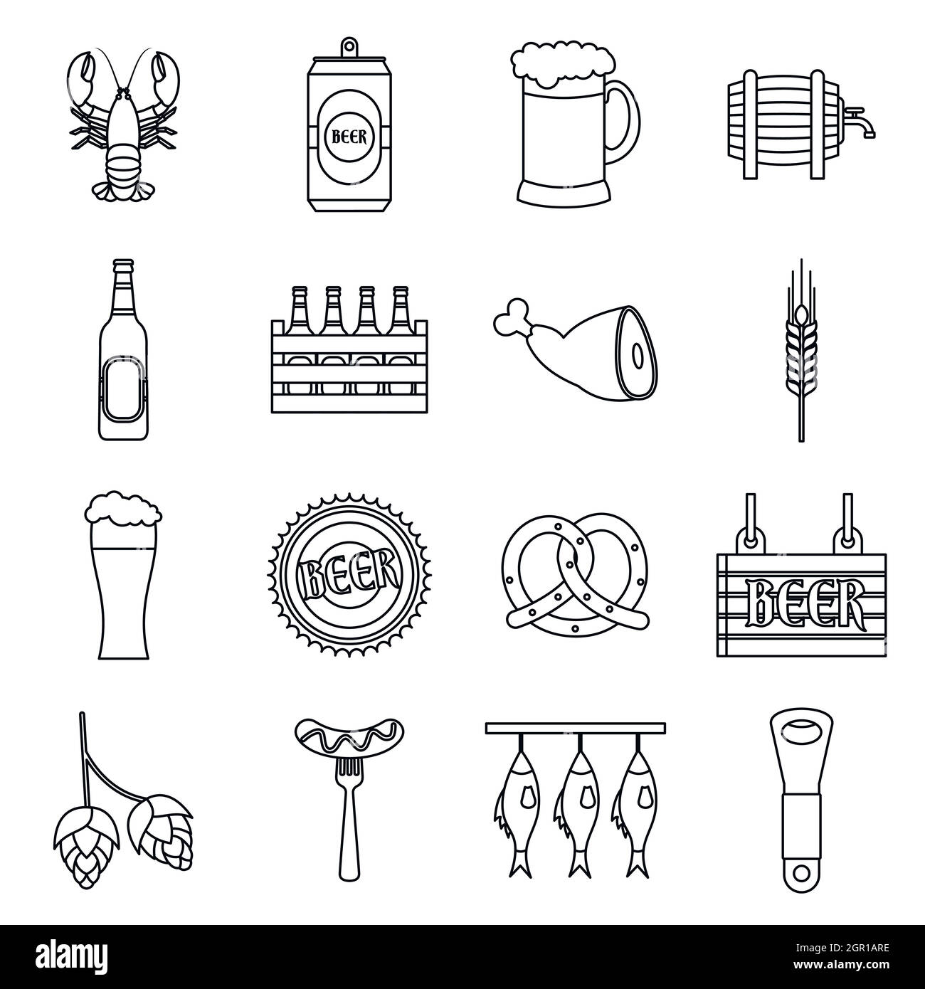 Beer icons set, outline style Stock Vector Image & Art - Alamy